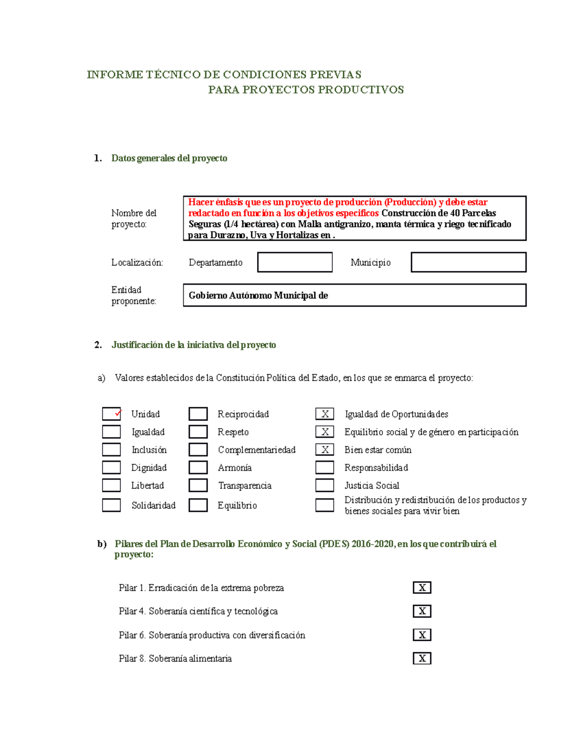 Formato ITCP Parcela Segura - INFORME TÉCNICO DE CONDICIONES PREVIAS ...
