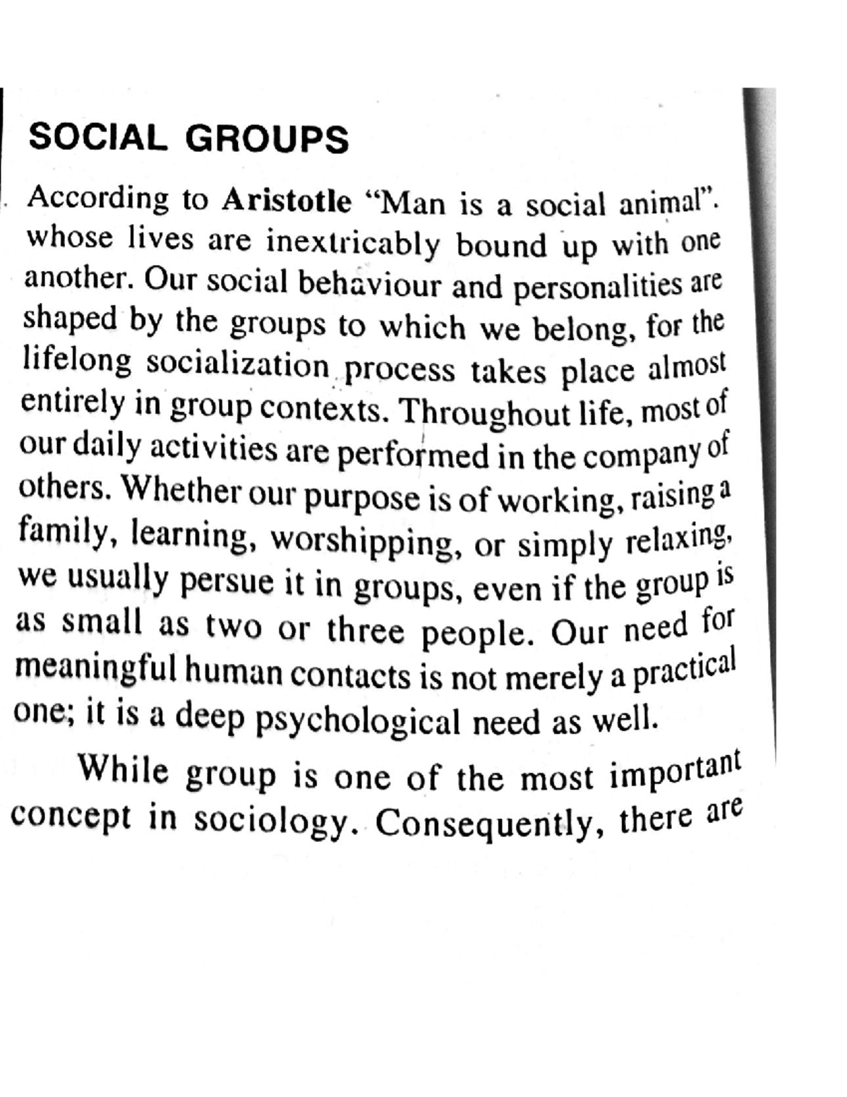 Social group - Foundations of Sociology - Studocu