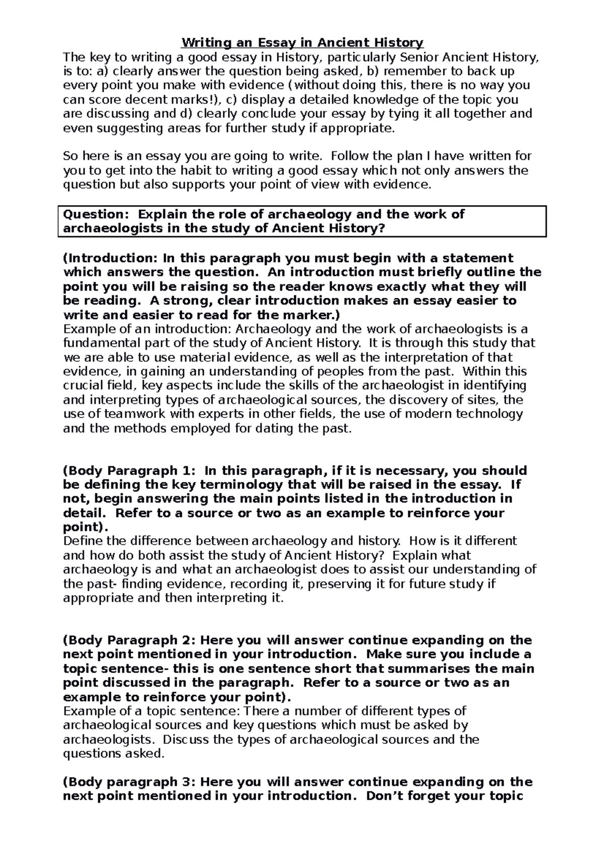 Writing an Essay in Ancient History - So here is an essay you are going ...