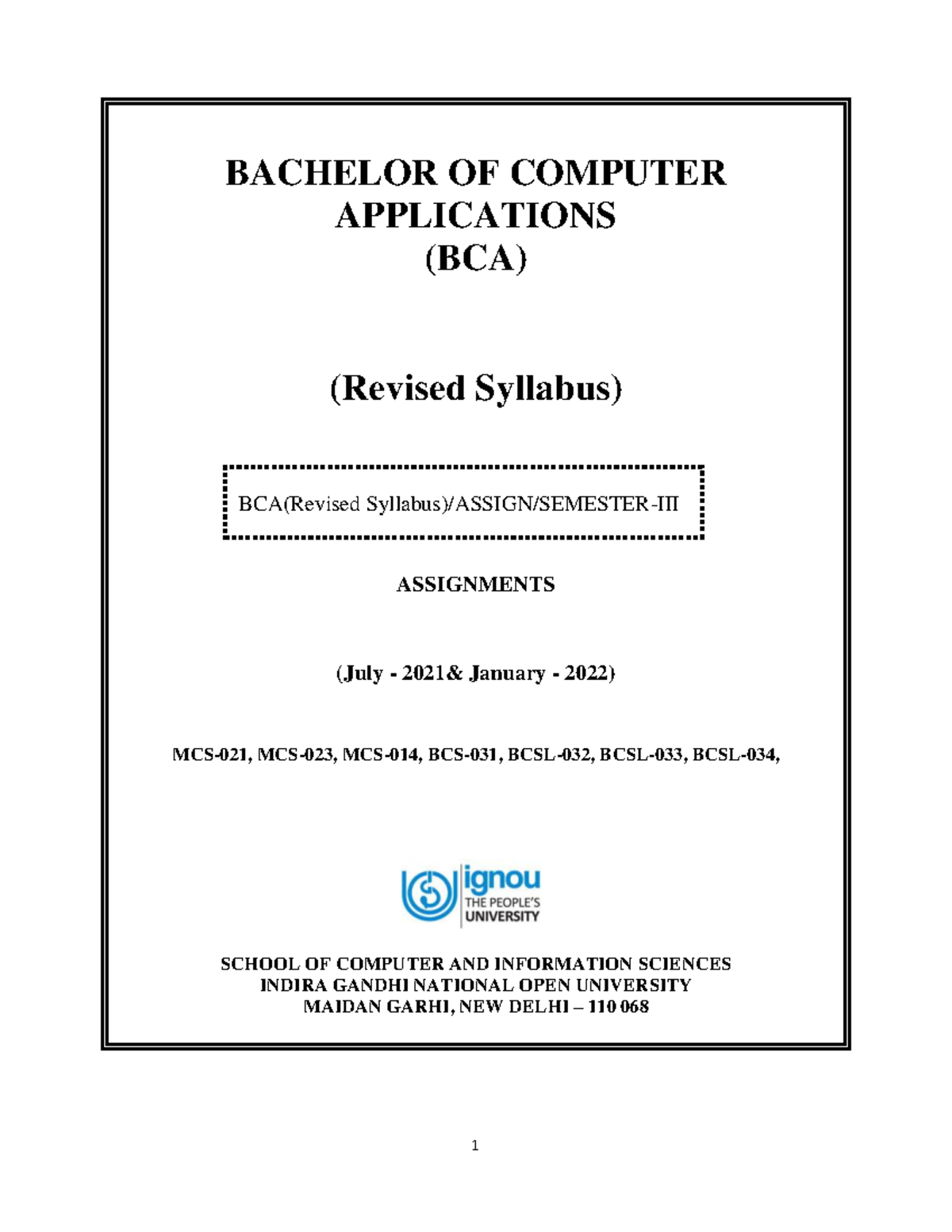 BCA Semester-III Assignments 2021-22 - BACHELOR OF COMPUTER ...