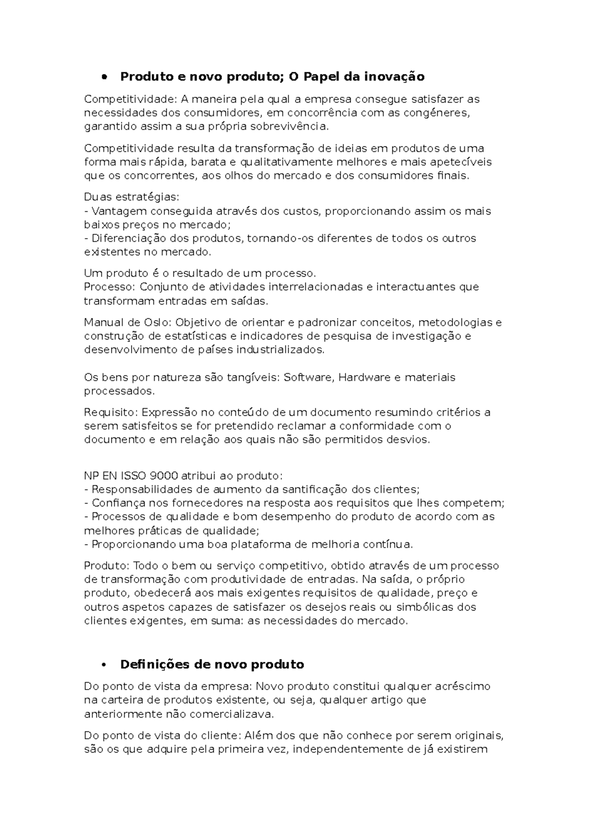 Resumos IDNP - idnp - Produto e novo produto; O Papel da inovação ...