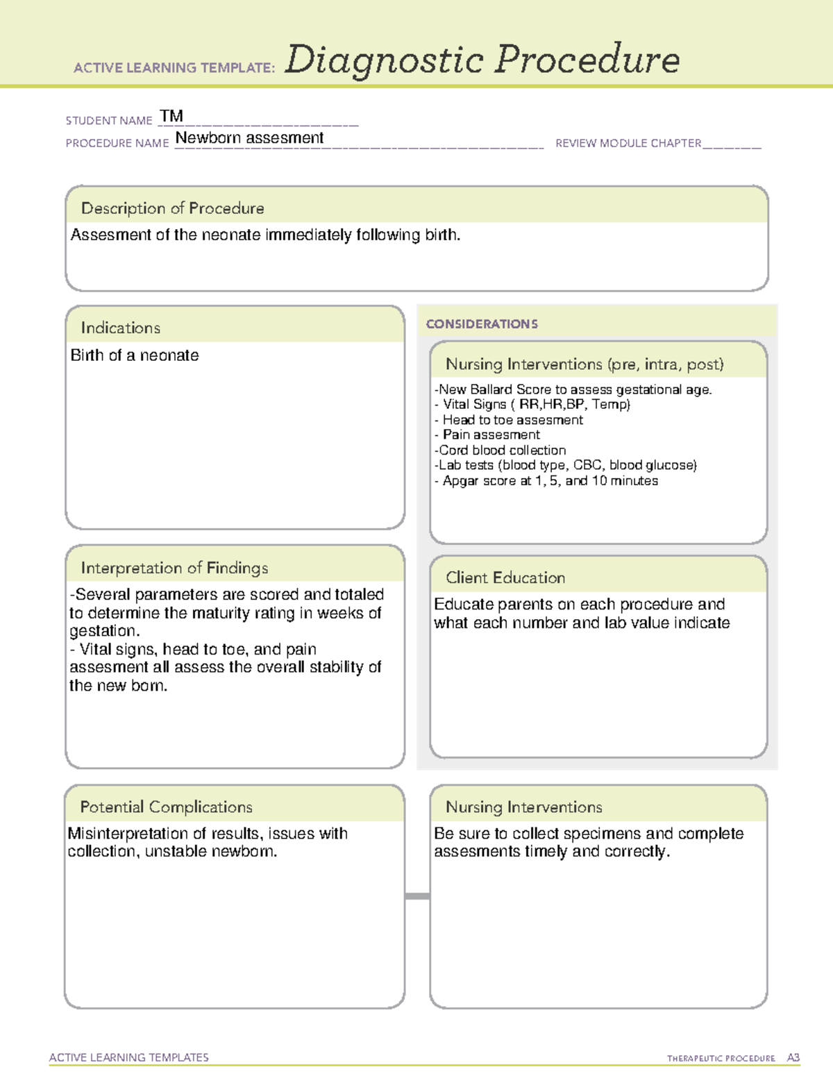 Diagnostic mother baby - ACTIVE LEARNING TEMPLATES TherapeuTic ...