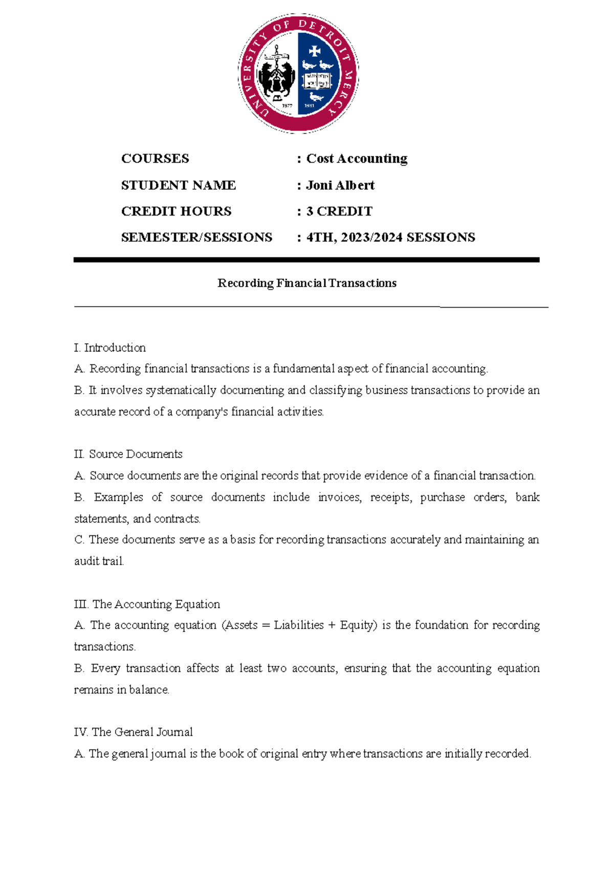 Introduction to Financial Accounting - COURSES : Cost Accounting ...