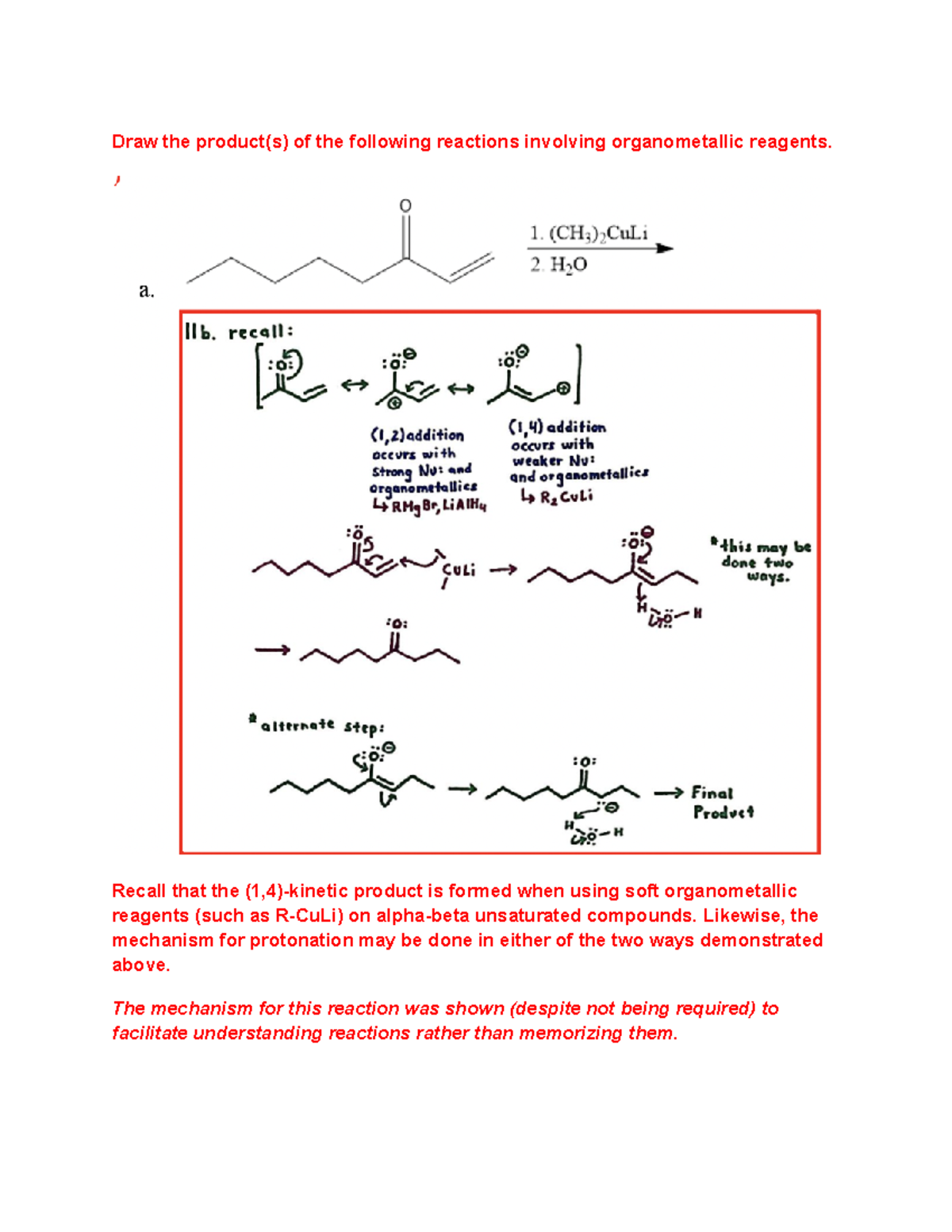 Ochem Summary 9 - Organic compound sheet/steps - Draw the product(s) of ...