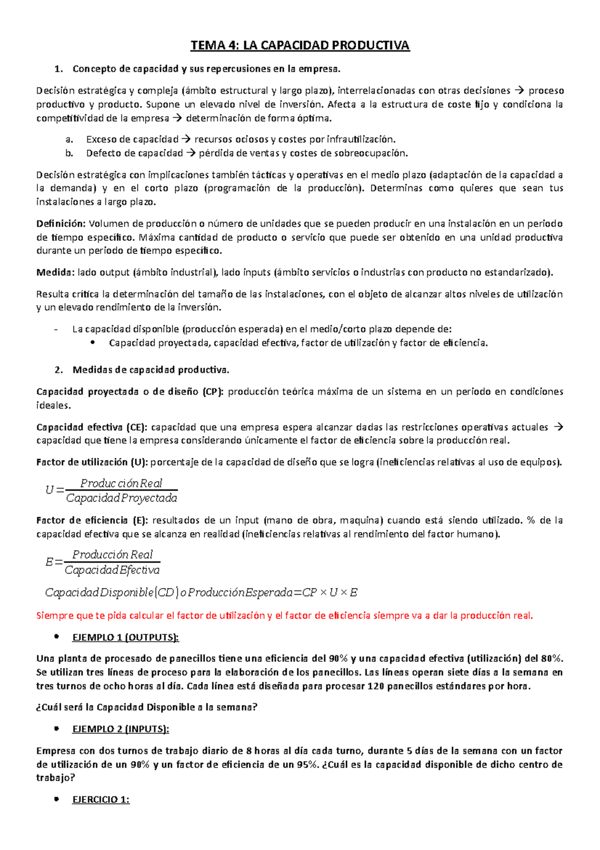 TEMA 4. LA Capacidad Productiva - TEMA 4: LA CAPACIDAD PRODUCTIVA 1 ...