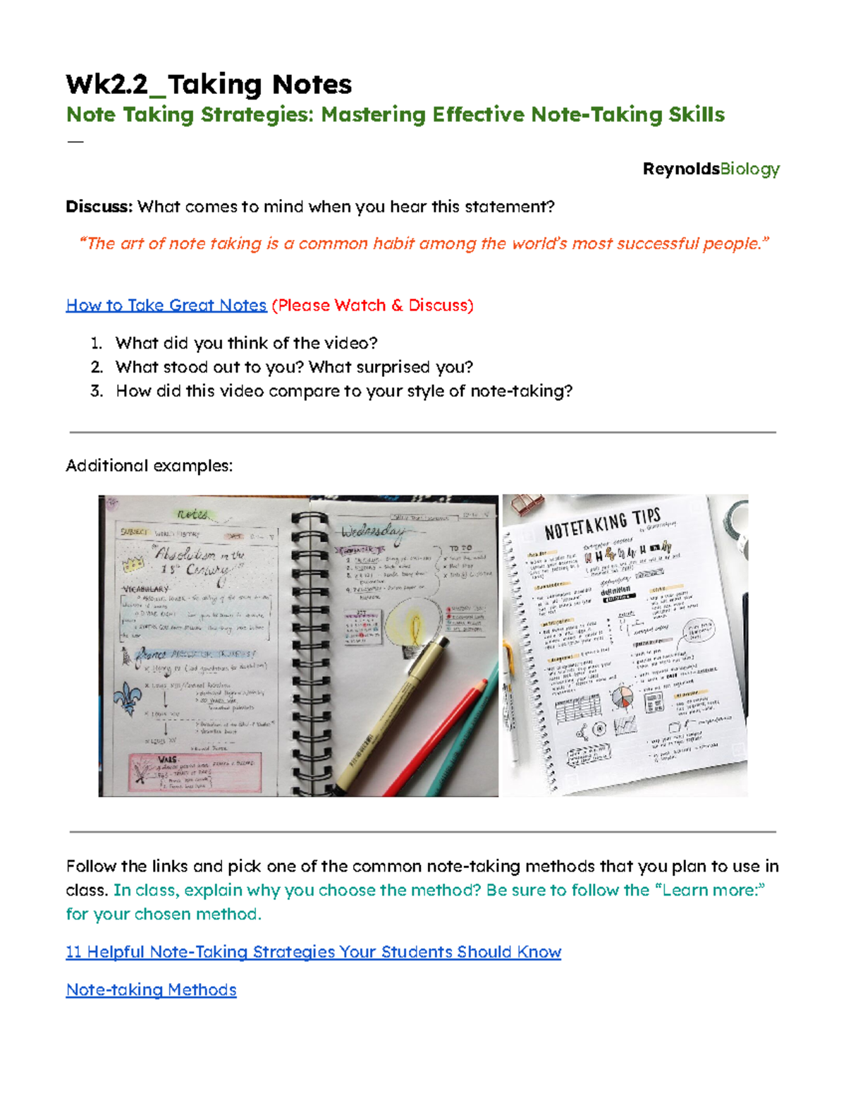 Note Taking Strategies Mastering Effective Note-Taking Skills - Wk2 ...