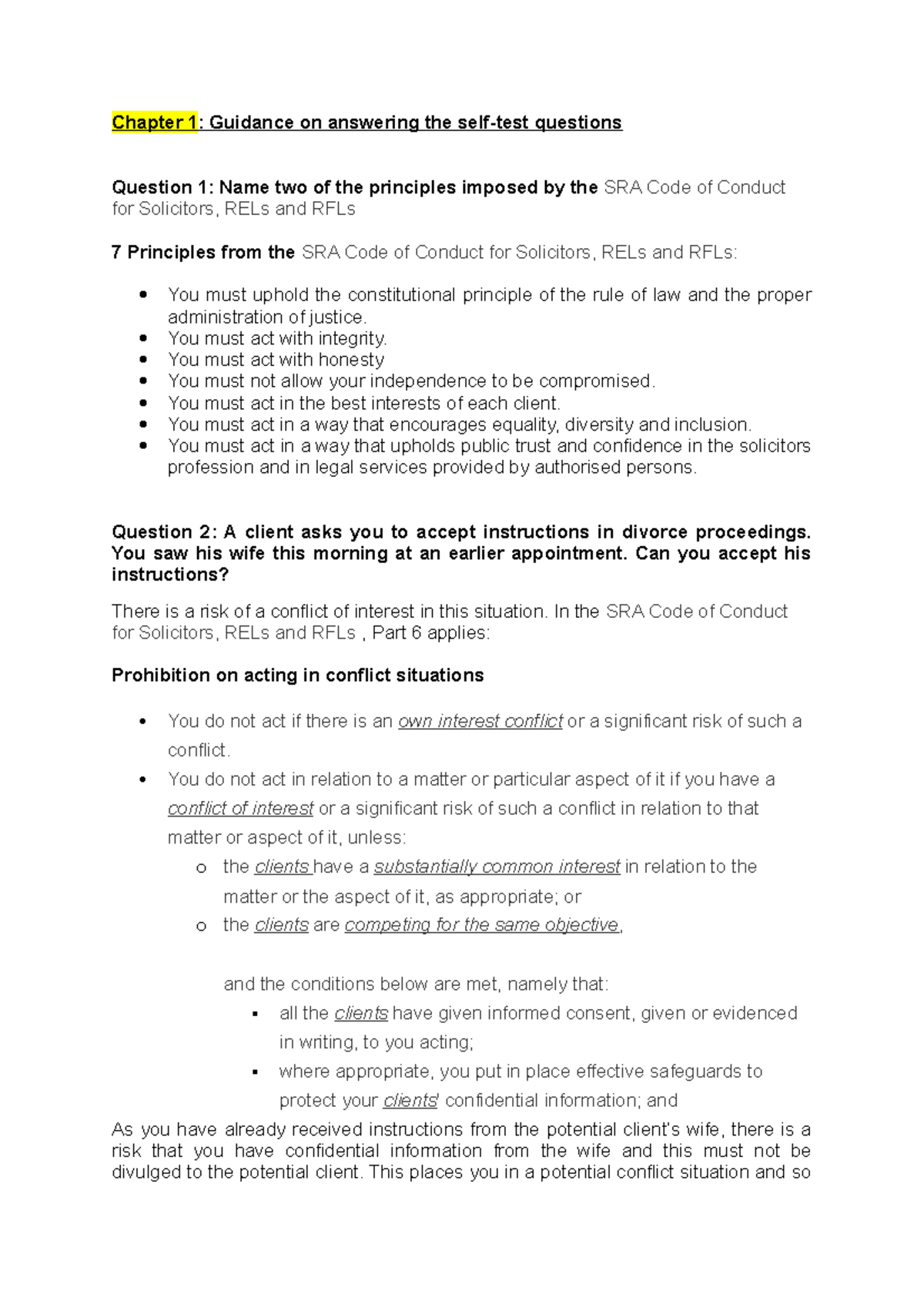 Self test answers - Chapter 1: Guidance on answering the self-test ...