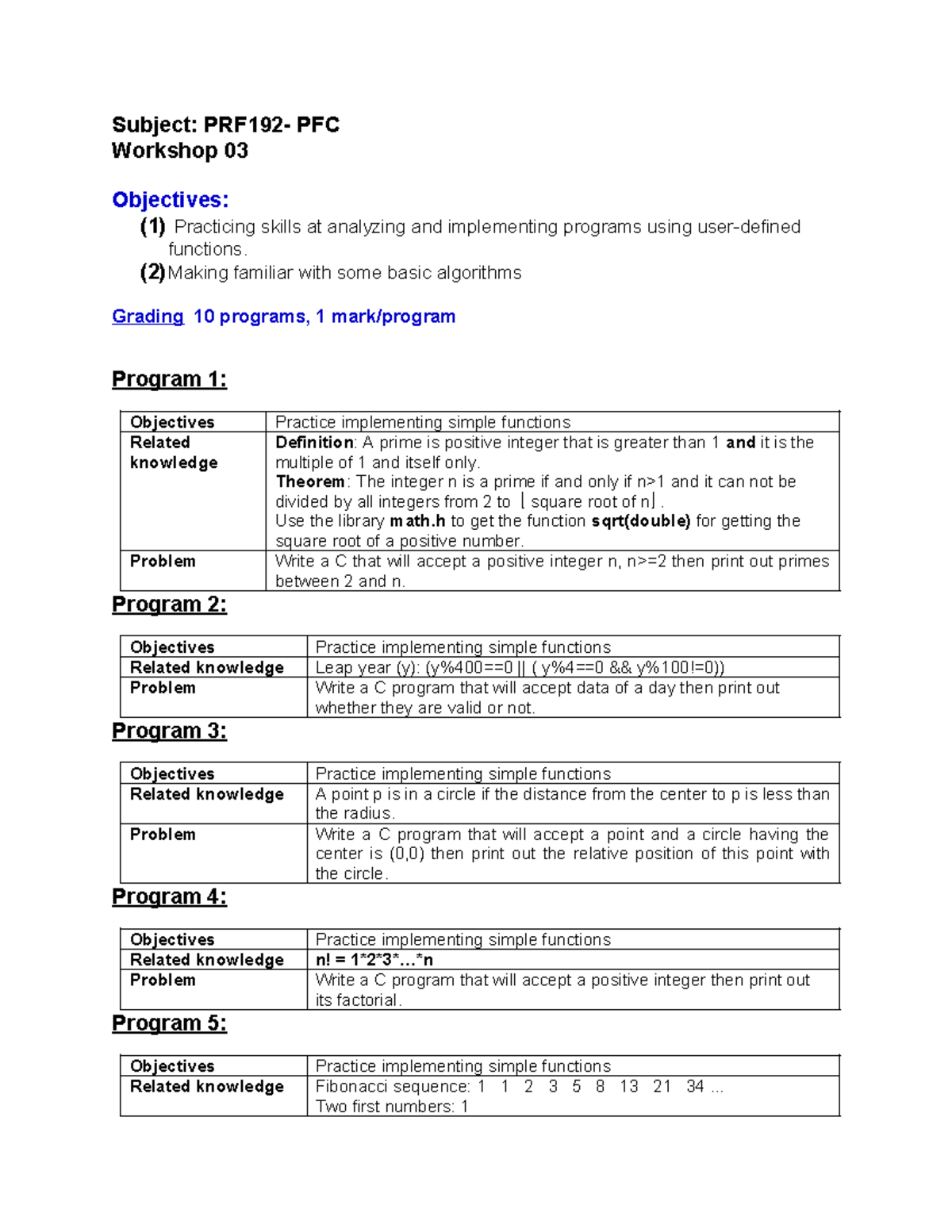 Workshop 03 - Exercise - Subject: PRF192- PFC Workshop 03 Objectives ...