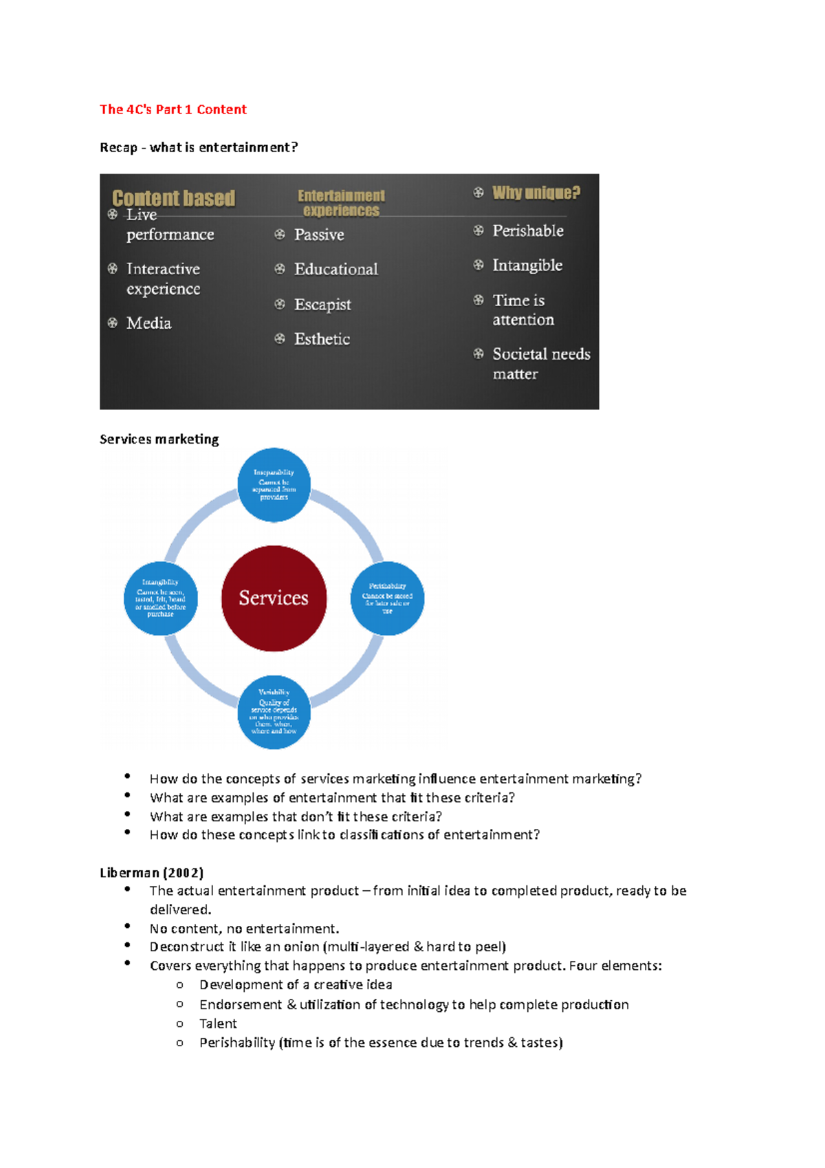AMB207 Lecture 2 - The 4C's Part 1 Content Recap - what is ...