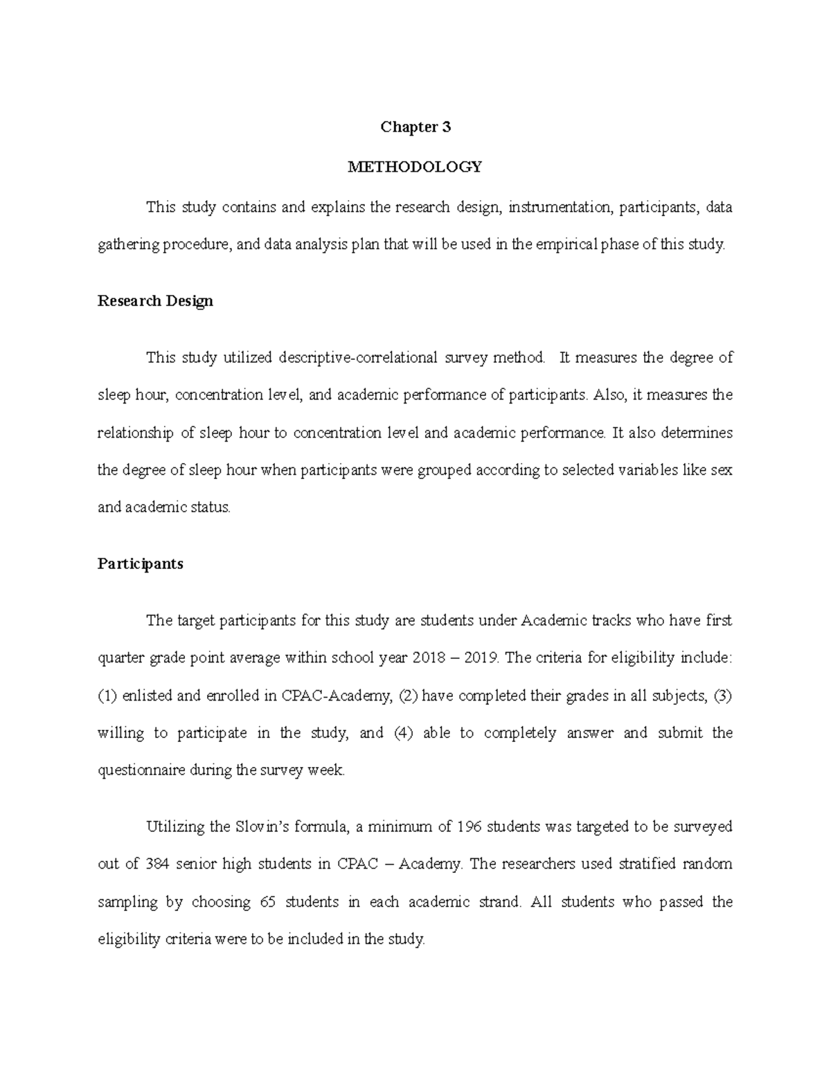 Research with ch. 3 and 4 - Chapter 3 METHODOLOGY This study contains ...