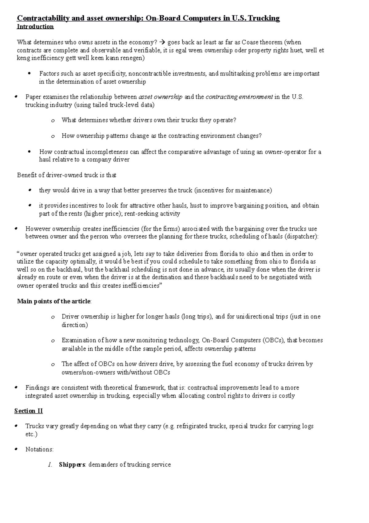 Contractibility - Trucking Introduction What determines who owns assets ...