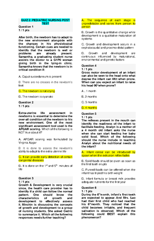 490811114 Pedia Exam 2 - Pedia Post Test 2 1. A nursing instructor asks ...