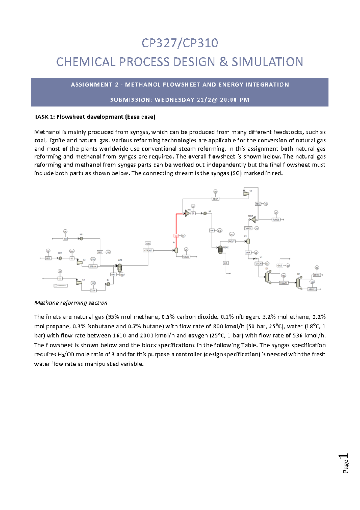 Assignment - aspen - 1 CP3 27 /CP CHEMICAL PROCESS DESIGN & SIMULATION ...