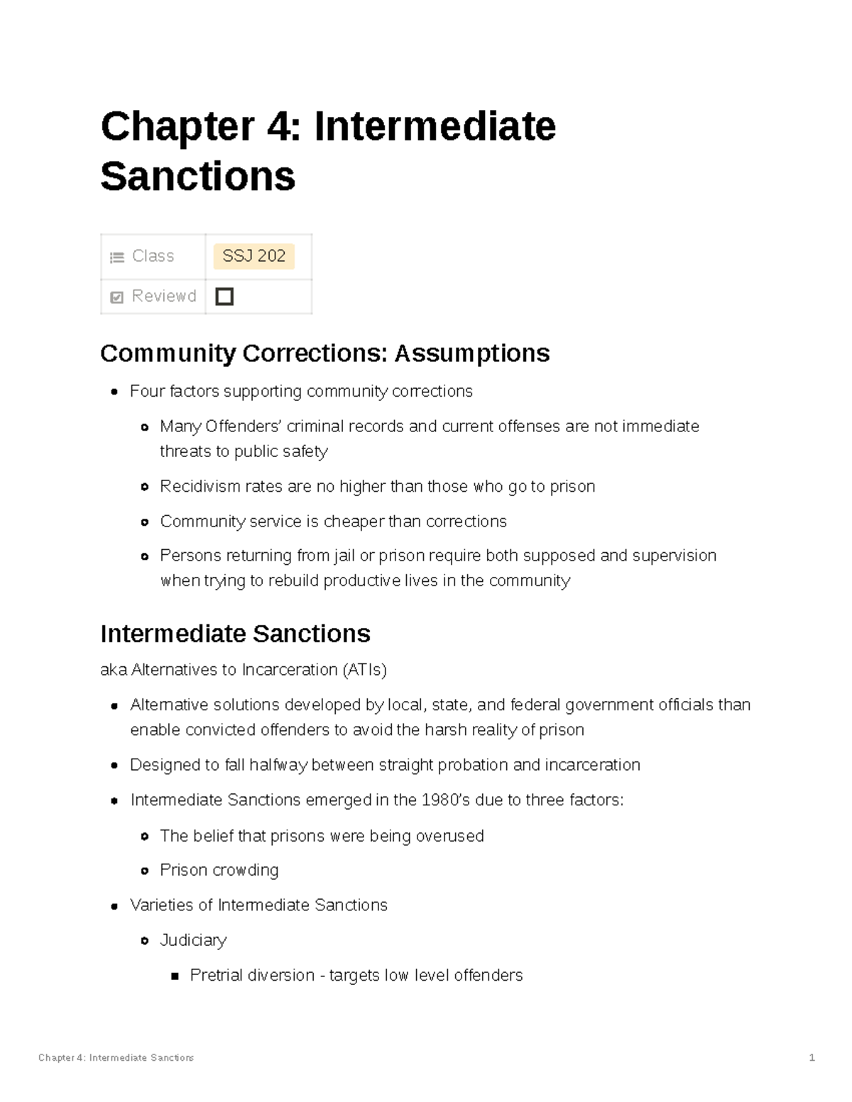SSJ 202 CHAPTER 4 - Intermediate Sanctions - Chapter 4: Intermediate ...