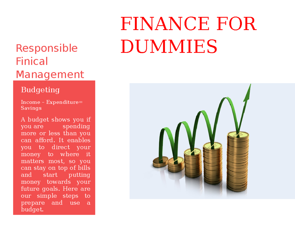 Finanice FOR Dummies - FINANCE FOR Responsible DUMMIES Finical ...
