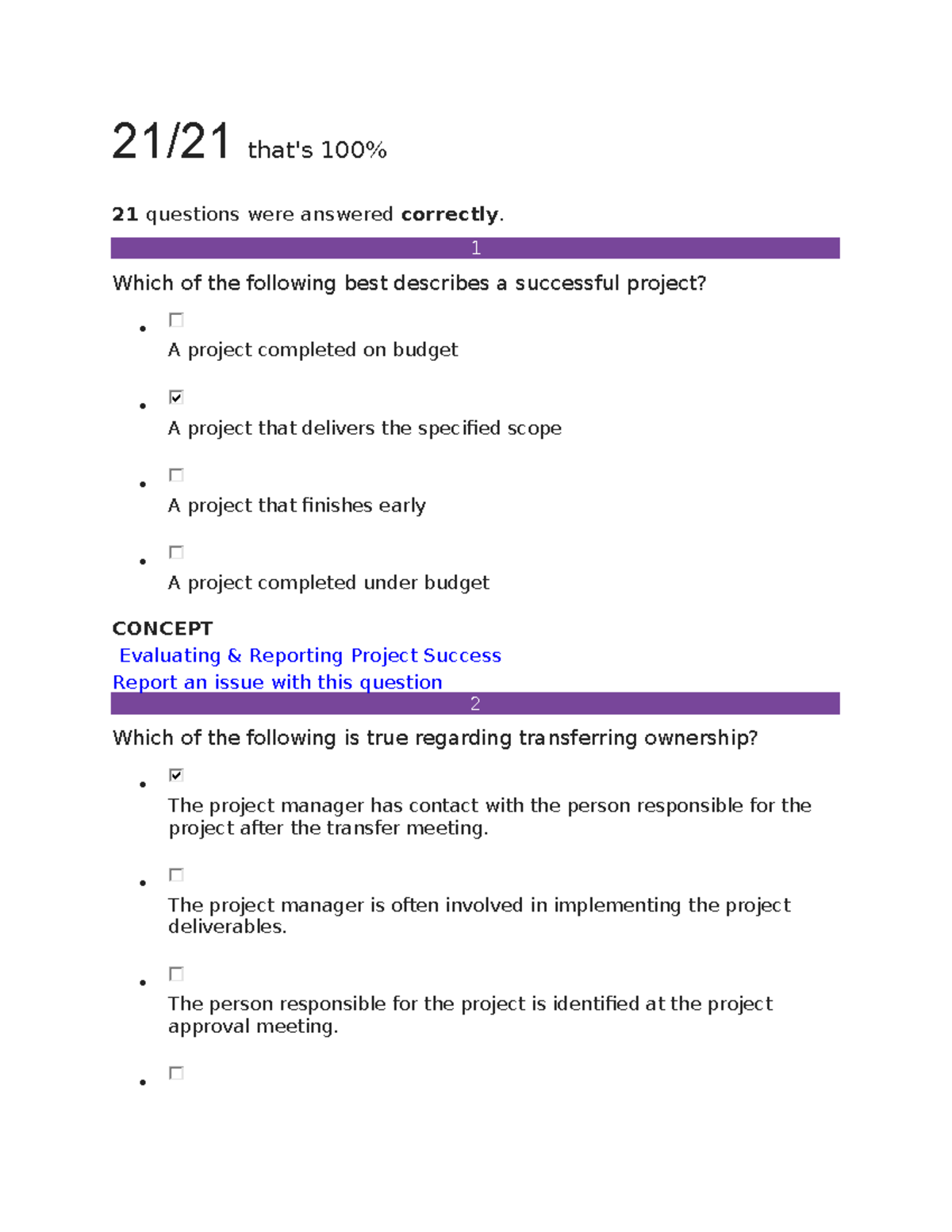 Unit4 milestone final 4 - 21/21 that's 100% RETAKE 21 questions were ...