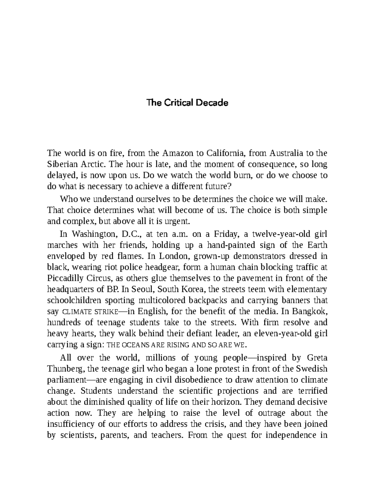 The Future We Choose Introduction - The Critical Decade The world is on ...