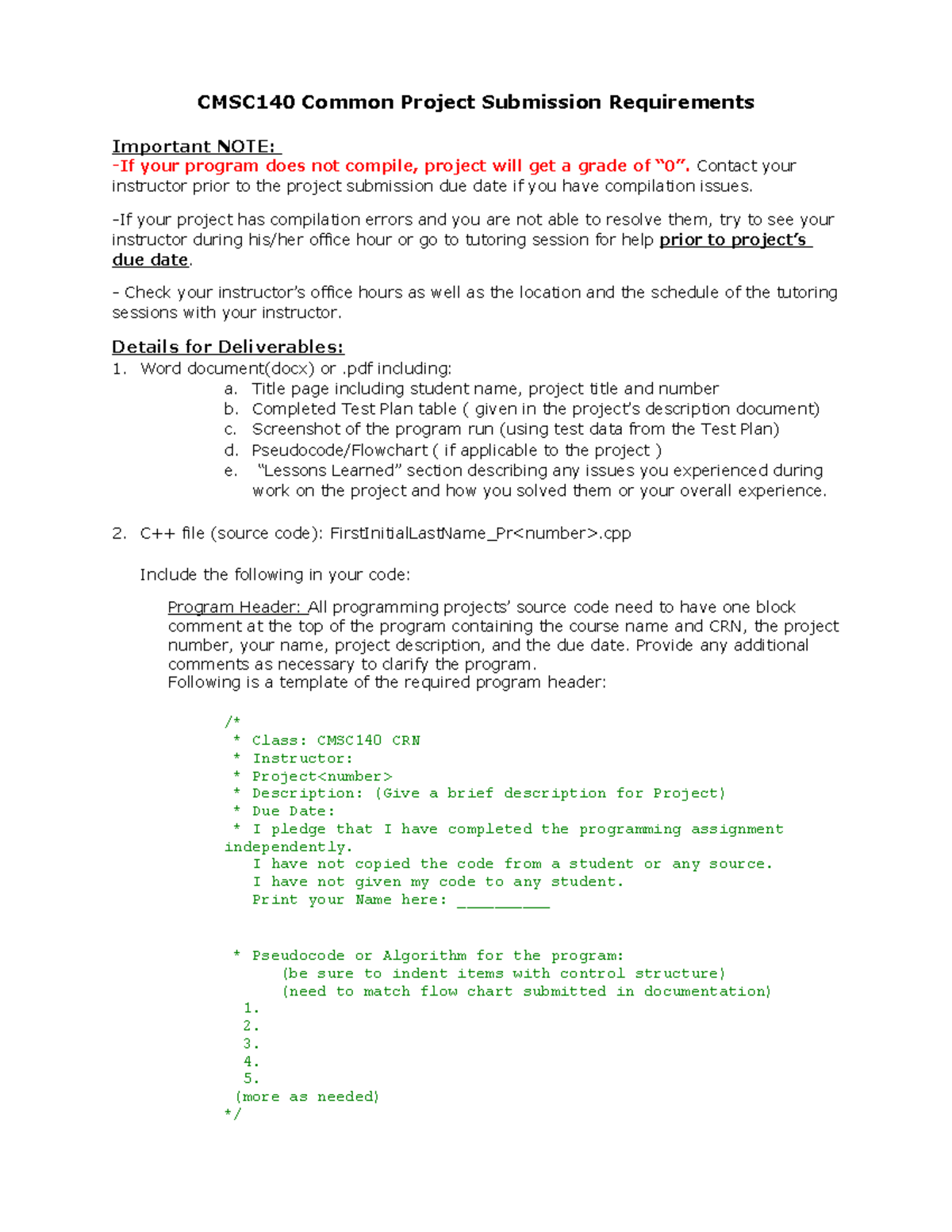 CMSC140 Common Project Submission Requirements(14) - CMSC140 Common Project Submission ...