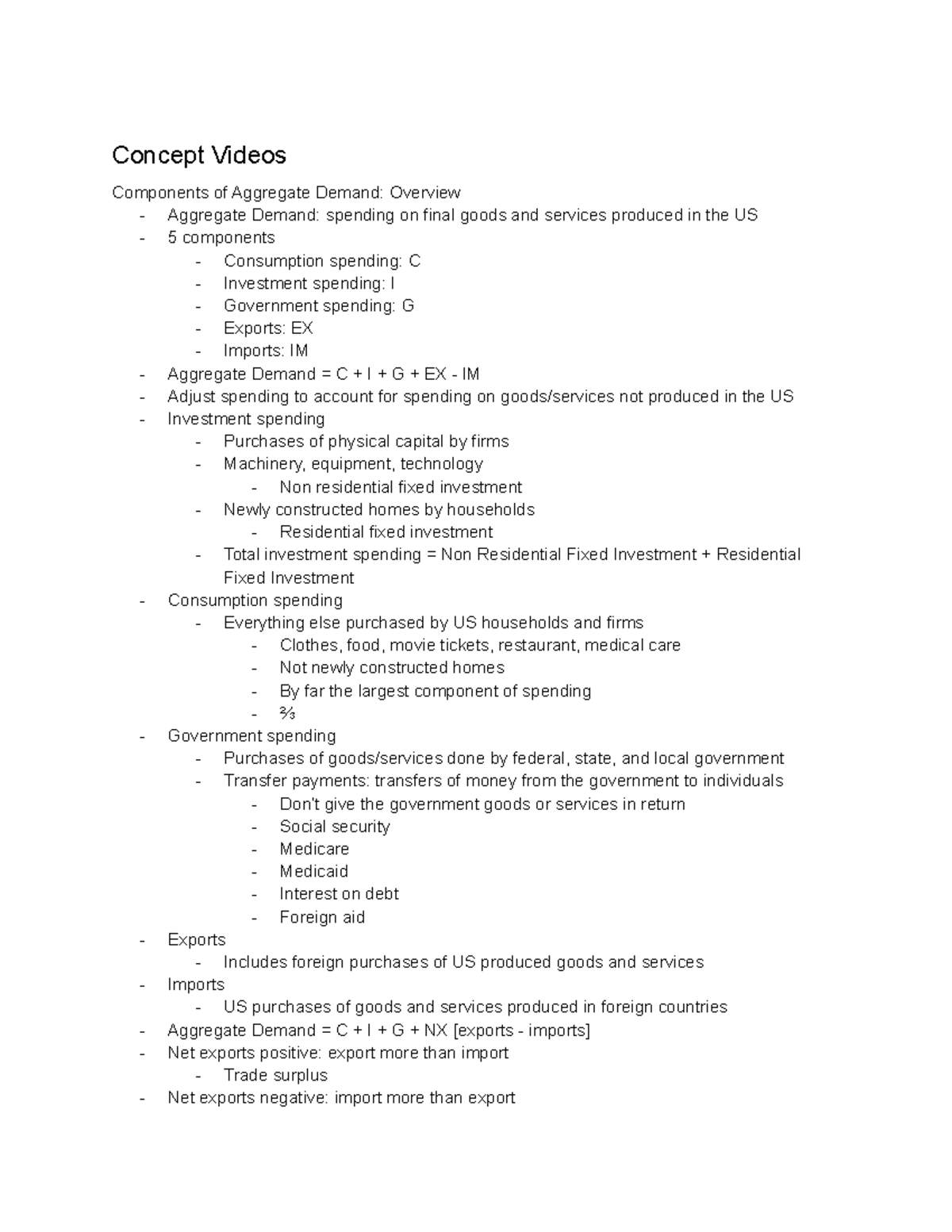 ECON 211 Module 7 - Notes from the textbook, digging deeper videos, and ...