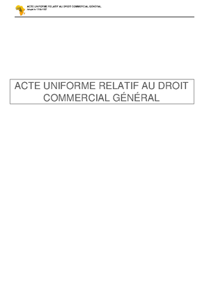 Cours de droit commercial général - THEME : DROIT COMMERCIAL GENERAL ...