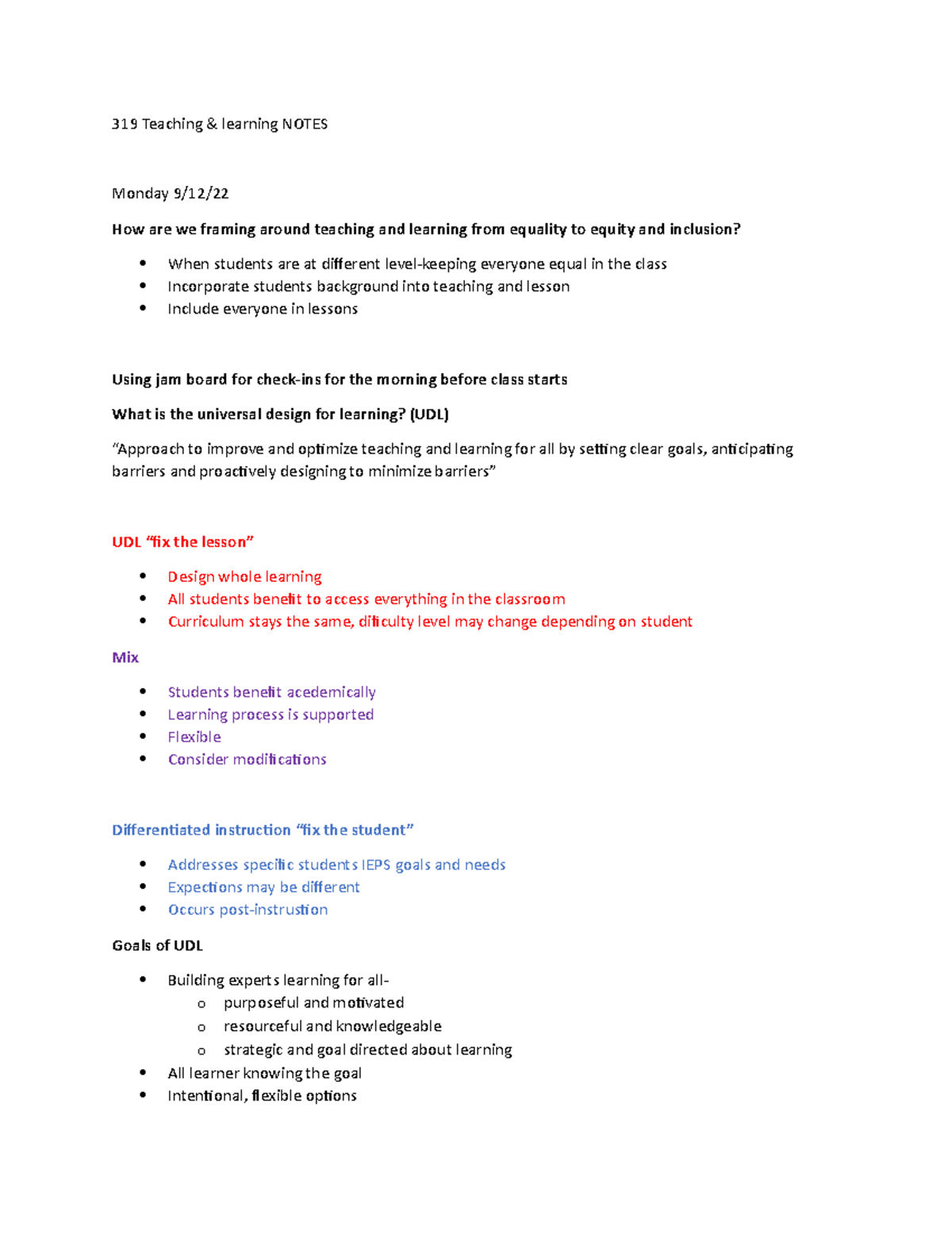 Teaching and learning class notes - 319 Teaching & learning NOTES ...