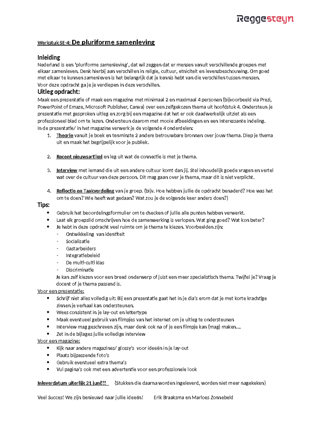 SE-4 De pluriforme samenleving - Werkstuk SE-4: De pluriforme ...