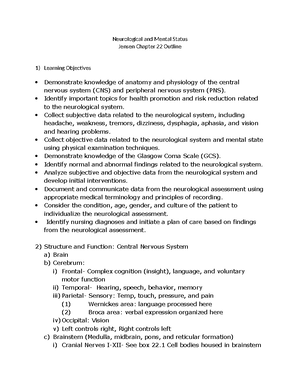 Neurologic and Mental Status Handouts - NU 305 - Studocu