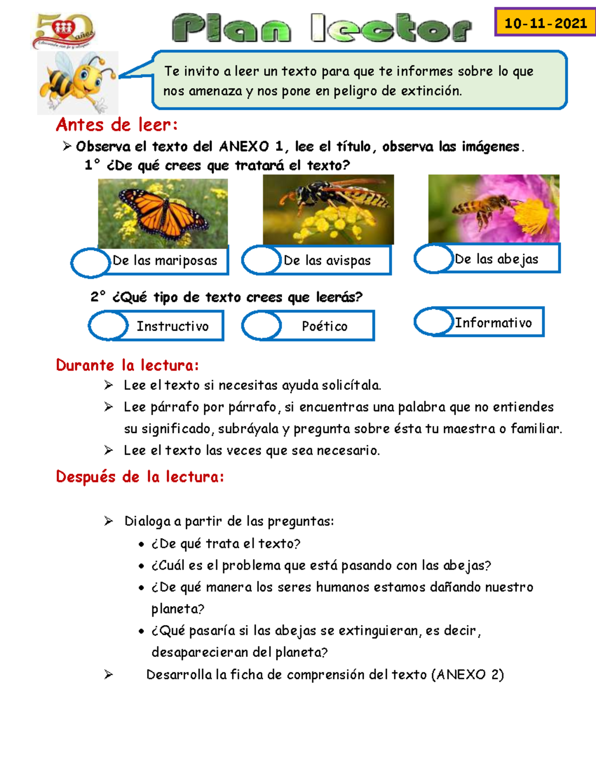 PLAN Lector-LAS Abejas - Educación Ambiental - UAP - Studocu