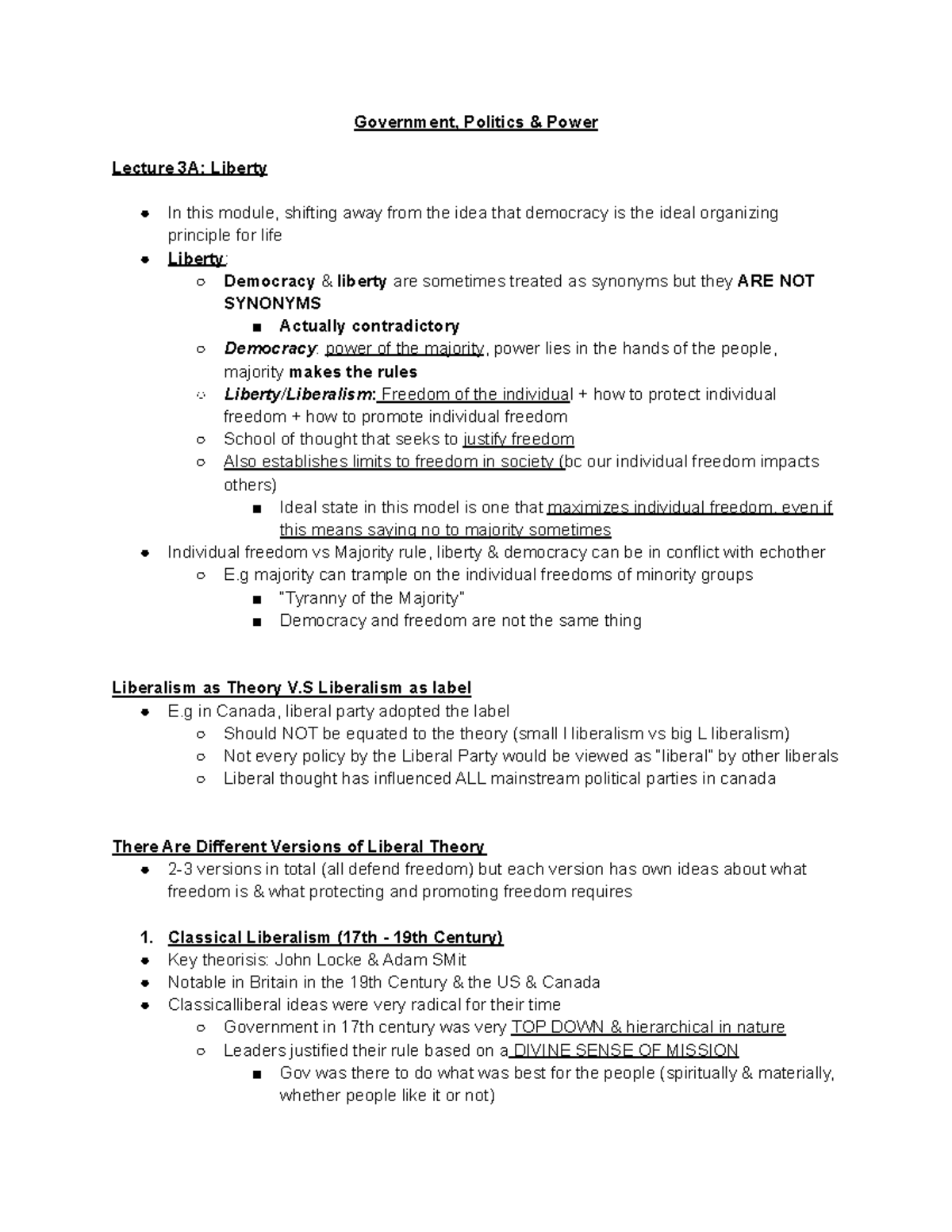 Polisci 1AA3 - module 3 - Government, Politics & Power Lecture 3A ...