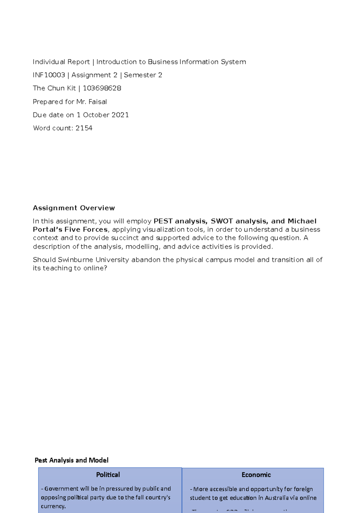 INF10003 Assignment 2 Individual Report. 12/20 - Individual Report ...