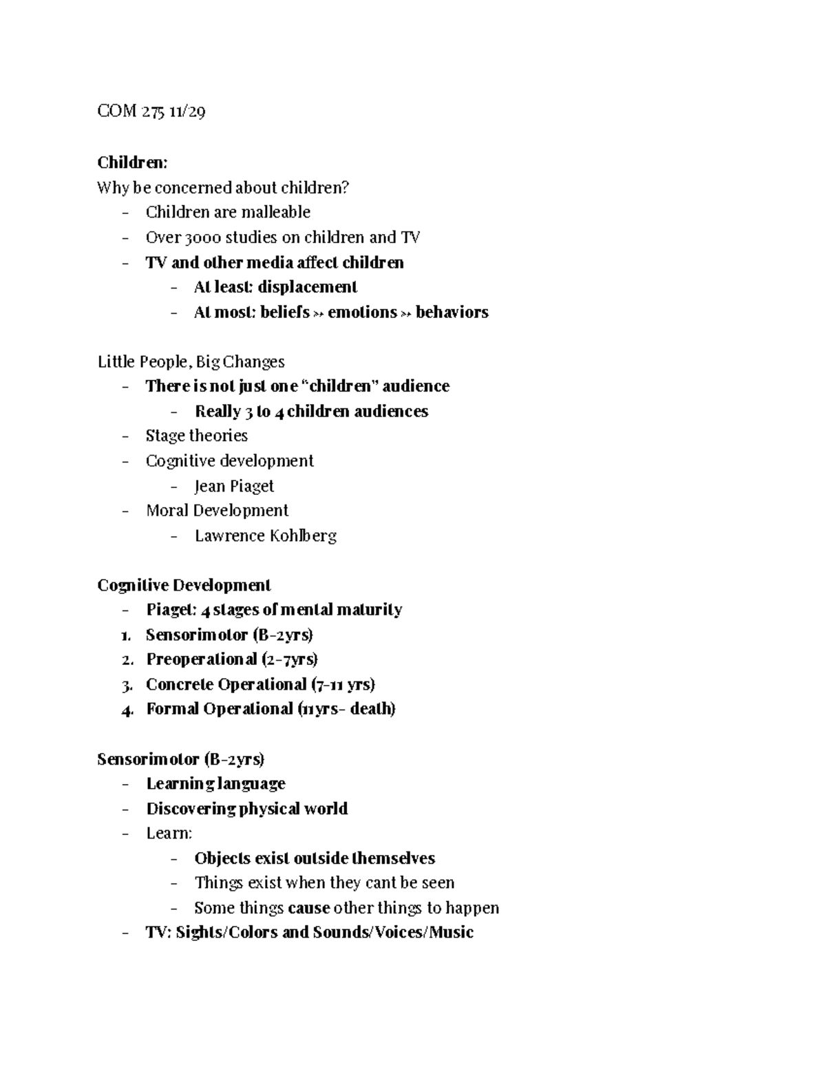 COM6 - LECTURE NOTES NOT POSTED ONLINE ANYWHERE, INFORMATION NEEDED FOR ...