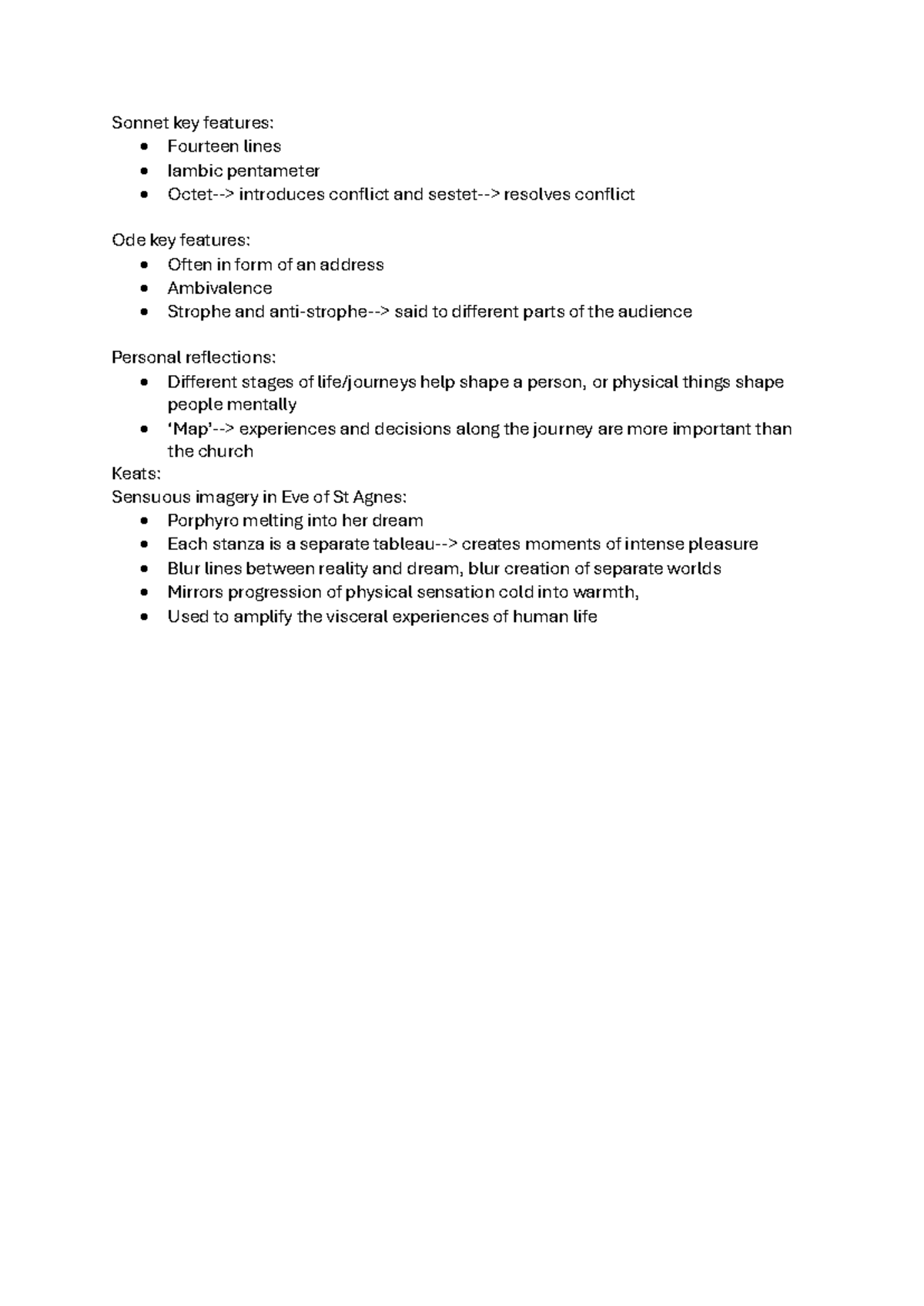 English Revision - Sonnet and Ode's - Sonnet key features: - Fourteen ...