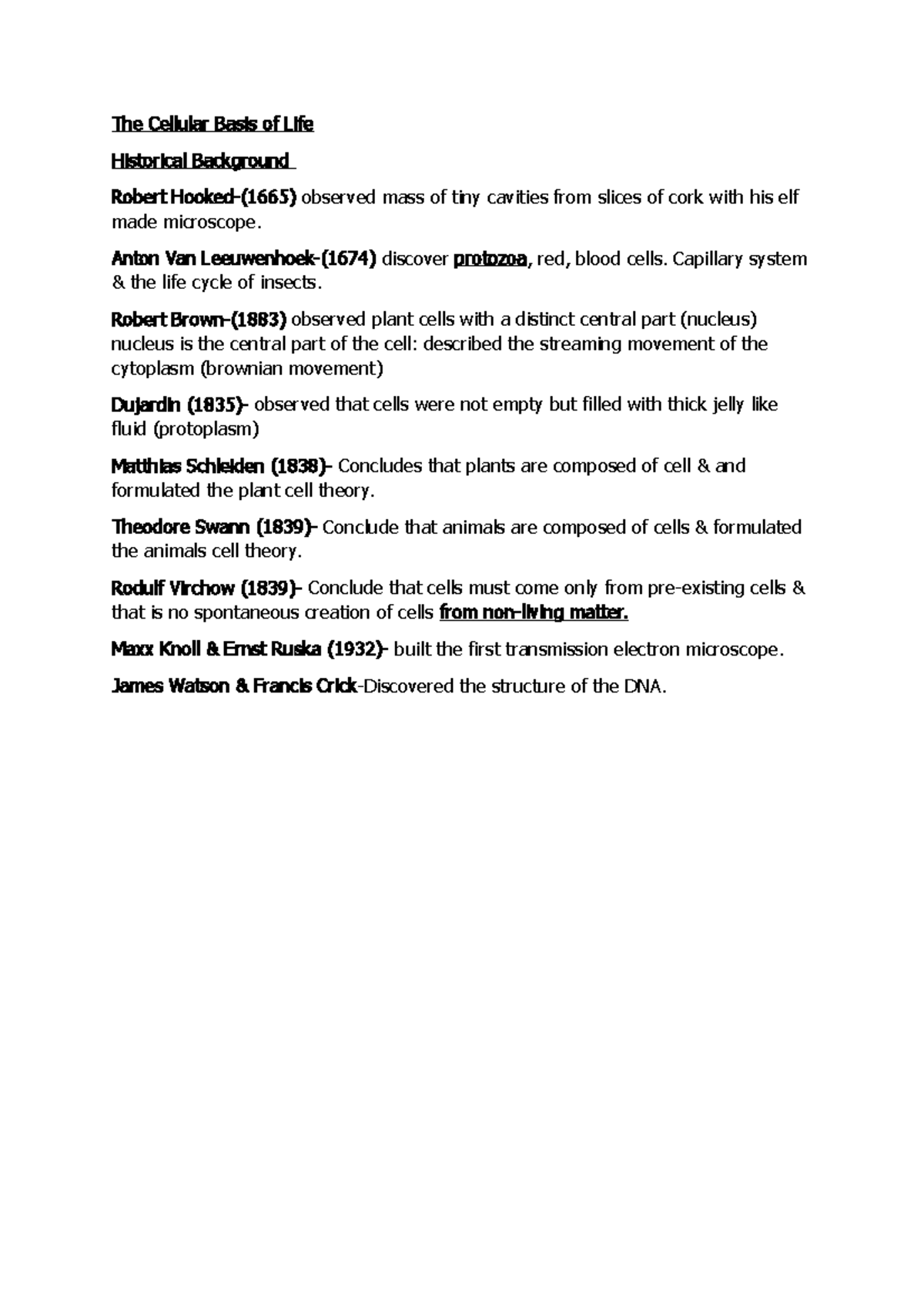 The Cellular Basis of Life - The Cellular Basis of Life Historical ...