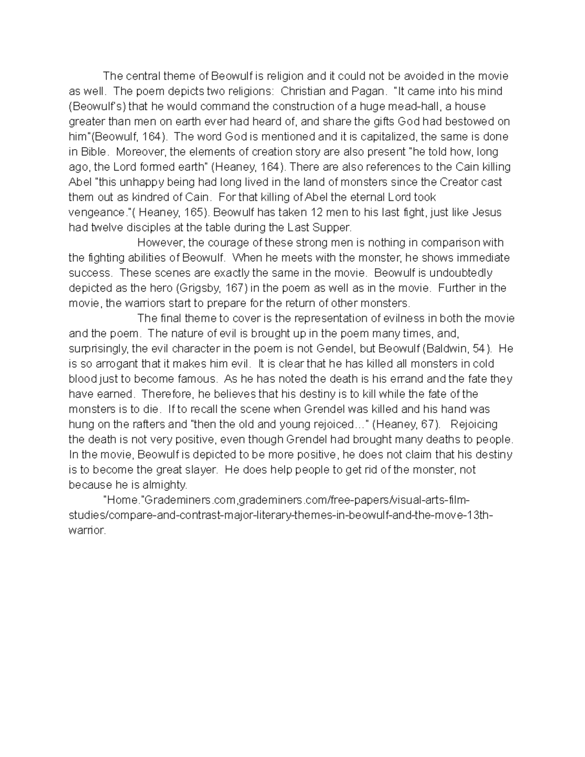 ENC 1143-beowulf theme - The central theme of Beowulf is religion and ...