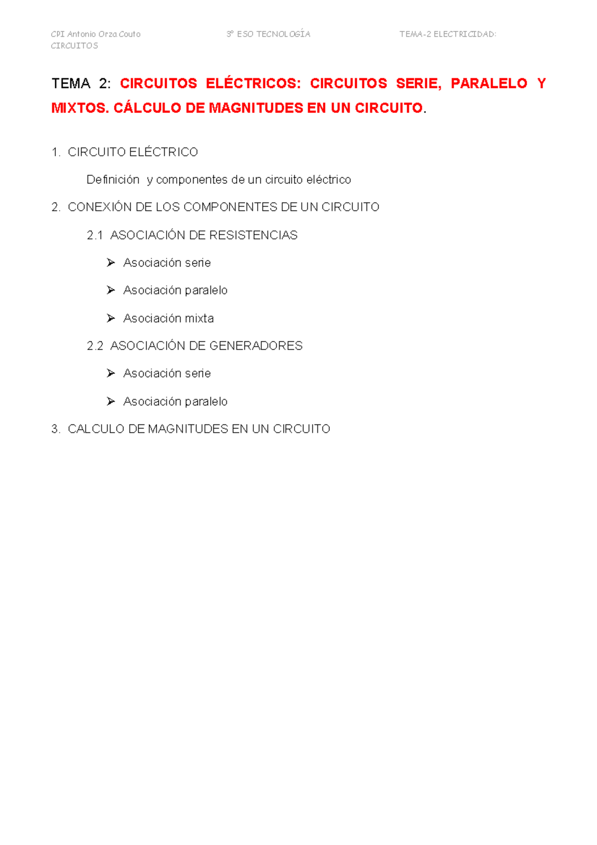 TEMA 2 Circuitos Eléctricos Circuitos Serie, Paralelo Y Mixtos. Cálculo ...