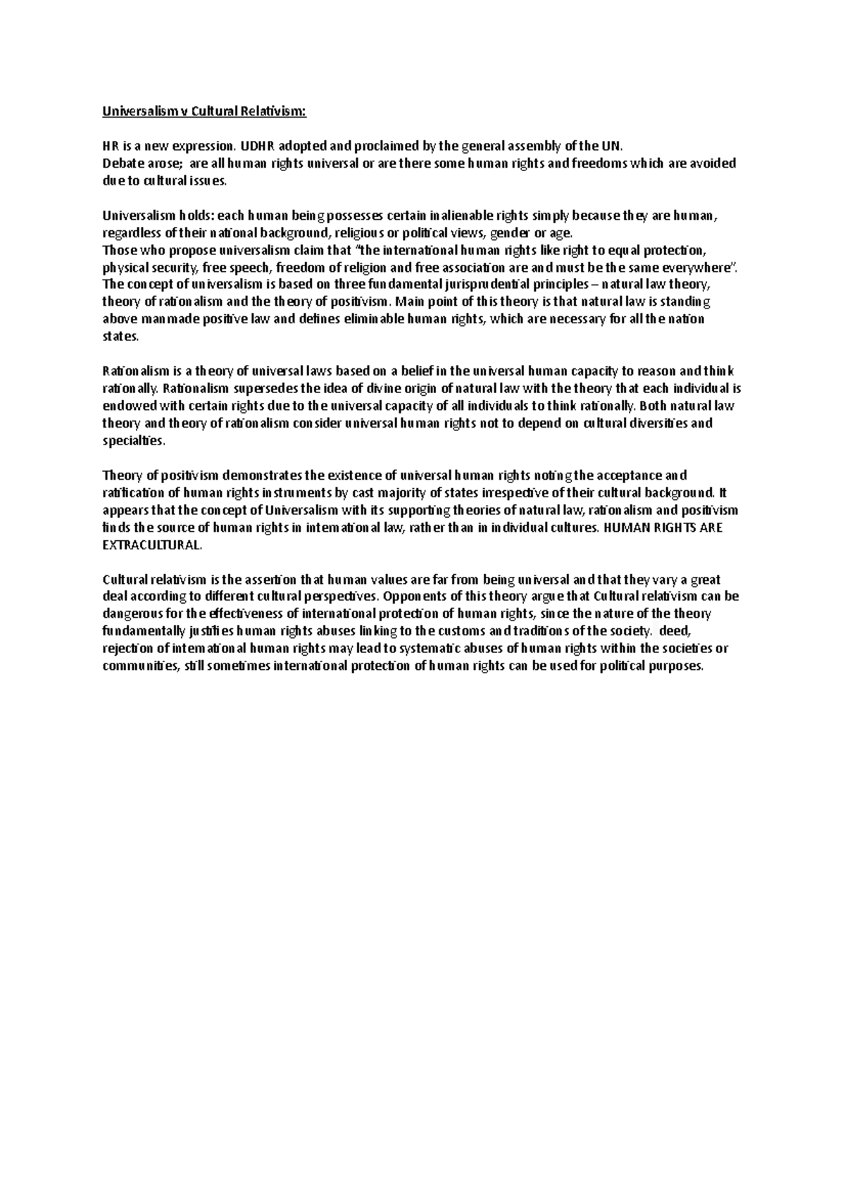 Universalism v Cultural Relativism - UDHR adopted and proclaimed by the ...