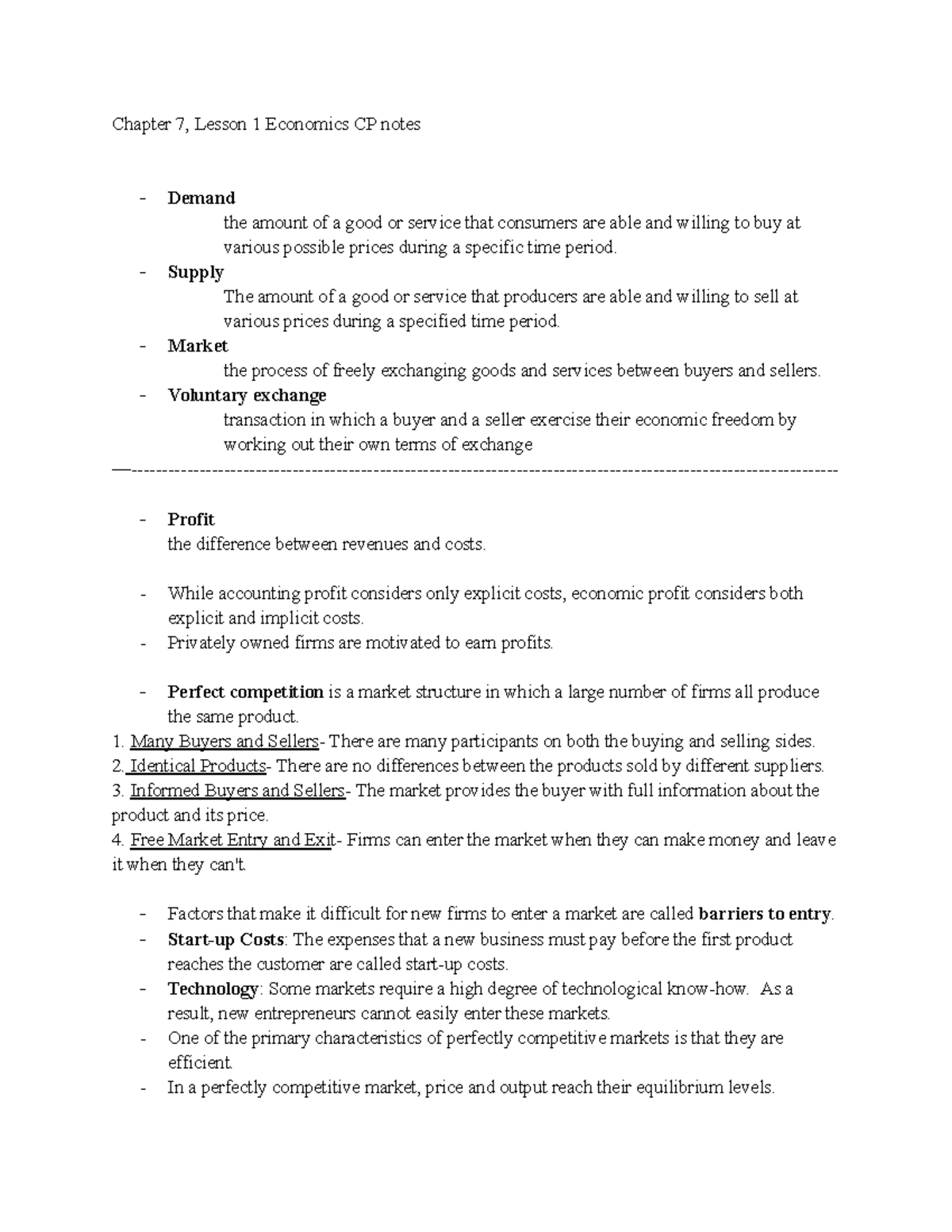 Chapter 7, Lesson 1 notes - Chapter 7, Lesson 1 Economics CP notes ...