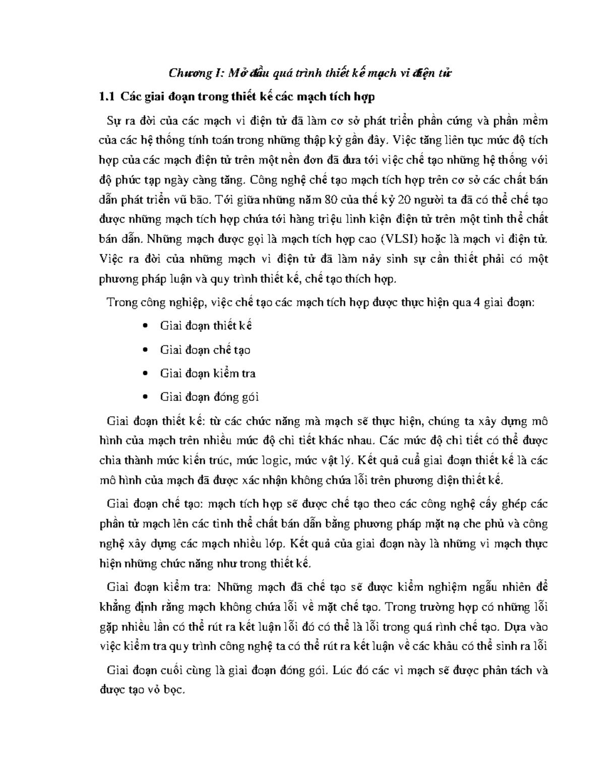 Bai giang thiet ke VLSI va ASIC nguyen thi dung - Ch ng I: M u quá trình thi t k m ch - Studocu