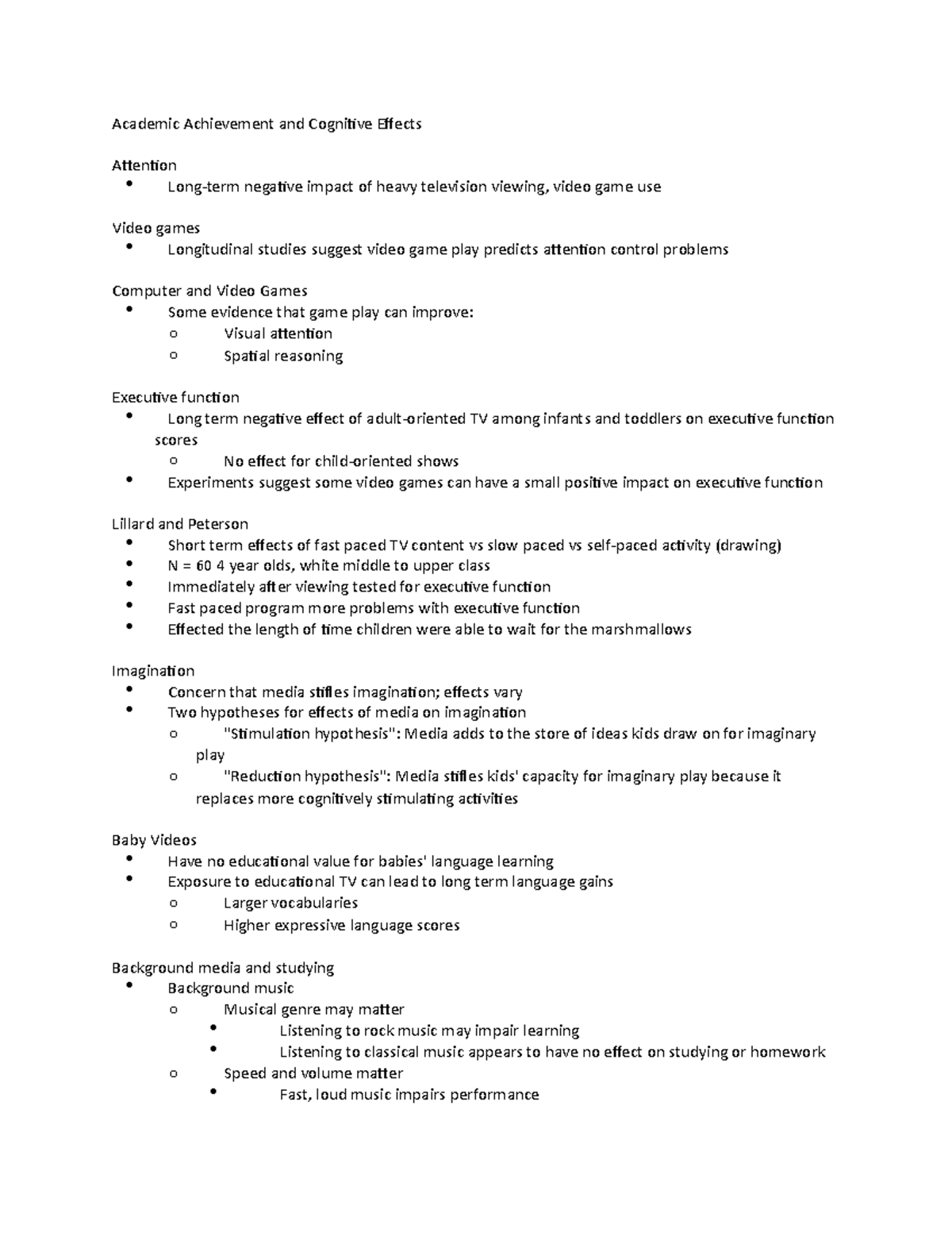 Academic Achievement and Cognitive Effects - Academic Achievement and ...