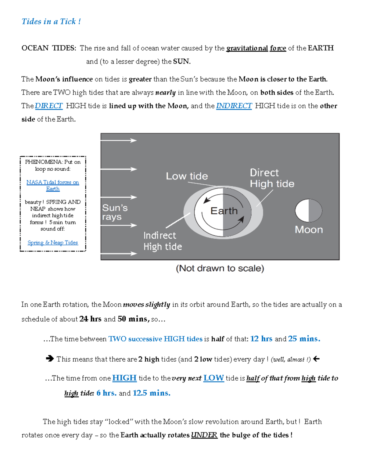 Tides IN A TICK - Tides in a Tick! OCEAN TIDES: The rise and fall of ...