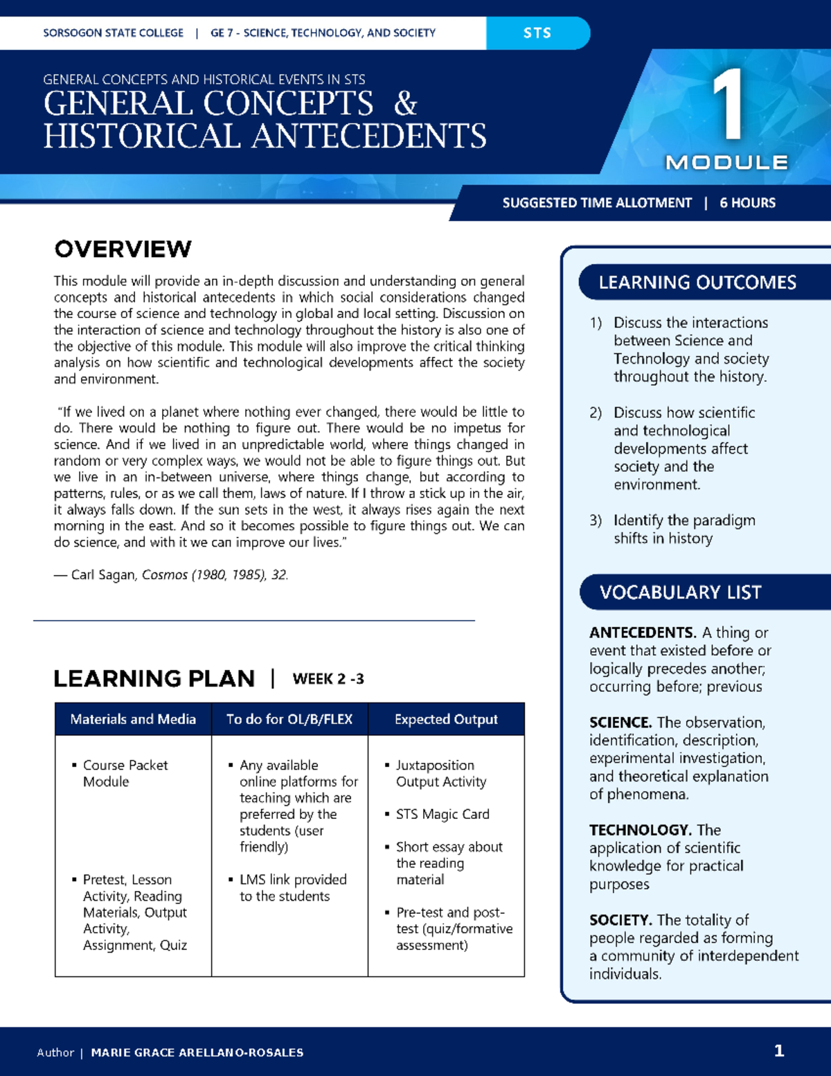 Module-1-STS - SCIENCE is the study of the nature and behavior of ...