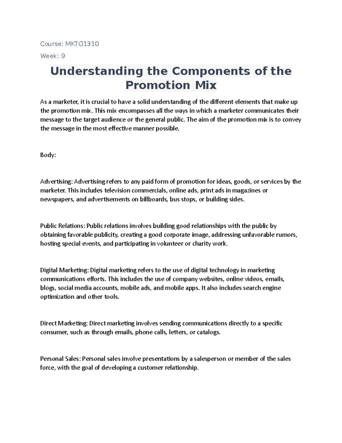 Understanding the Components of the Promotion Mix - This mix ...