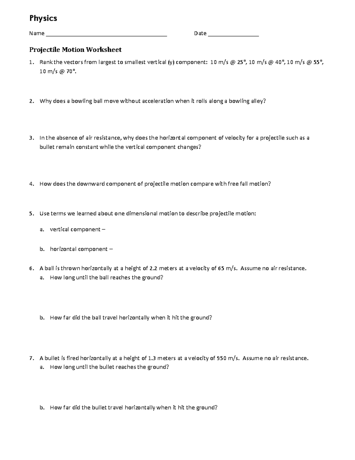 Projectile Motion Edit Projectile Motion Worksheet 1 Rank The projectile-motion-edit-projectile-motion-worksheet-1-rank-the