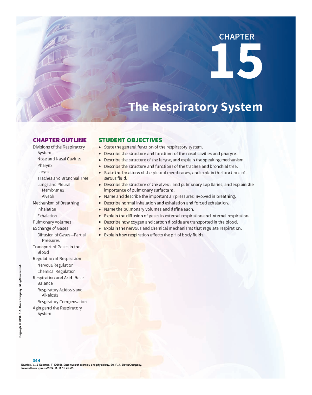 Essentials of Anatomy and Physiology, 8e - (Chapter 15 The Respiratory ...