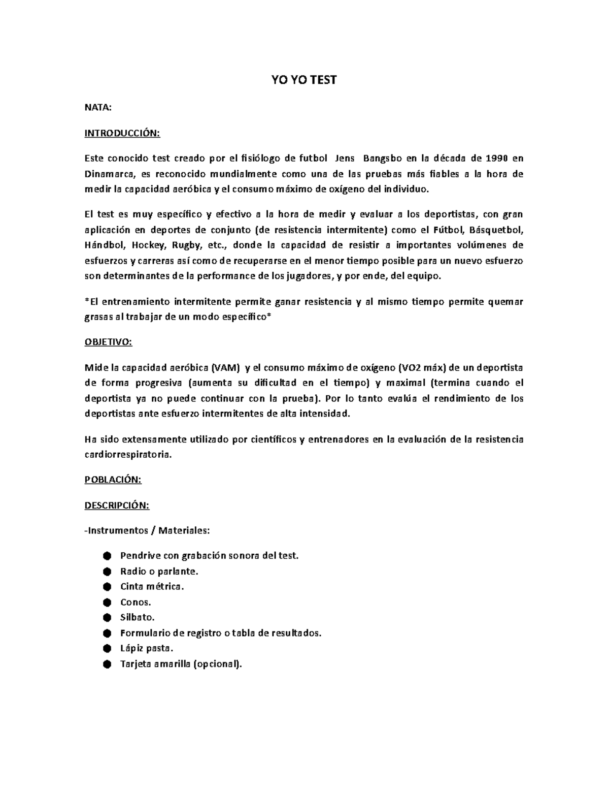 YO YO TEST (TODO LO QUE NECESITAS SABER) - YO YO TEST NATA ...