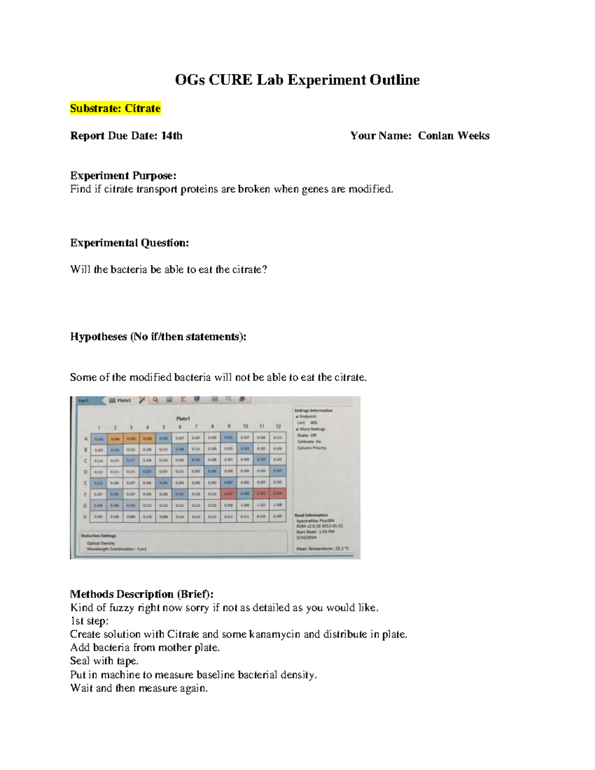 CURE Lab Outline Hand-In-Your Name-1 - OGs CURE Lab Experiment Outline ...