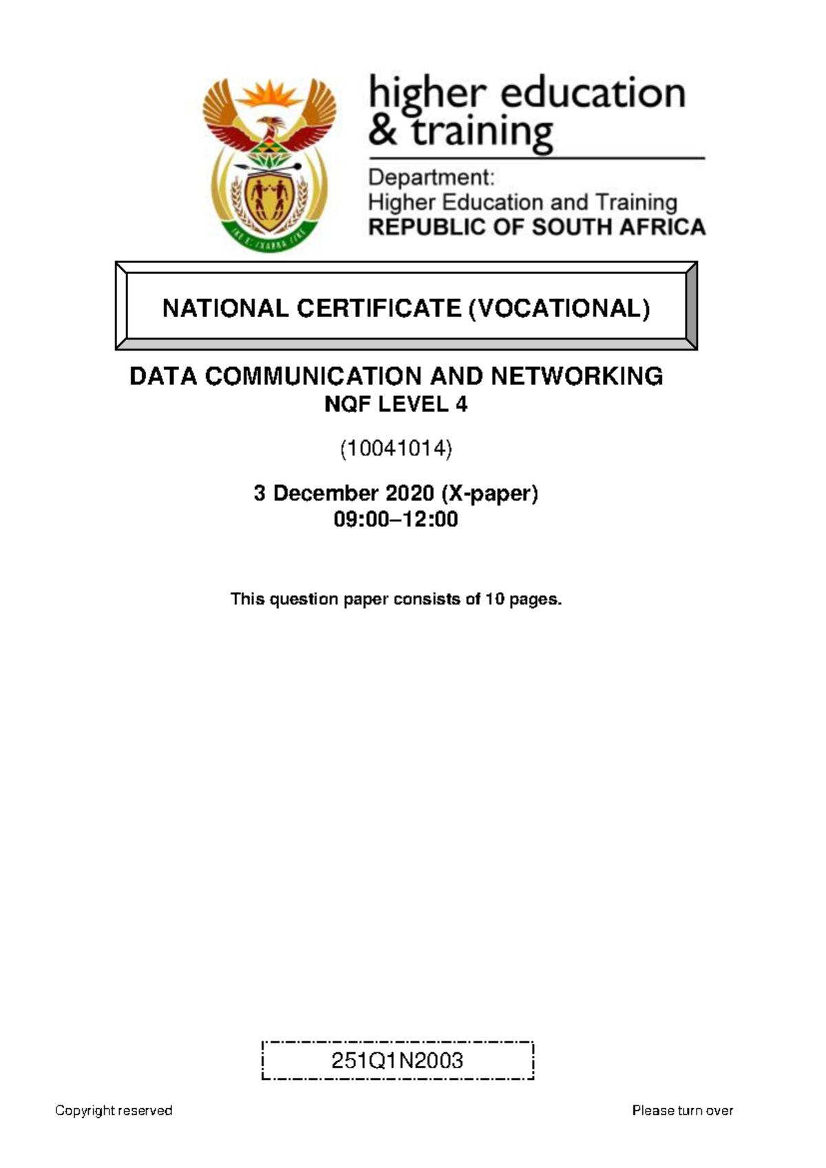 NCV4 Data Communication and Networking November 2020 - DATA ...