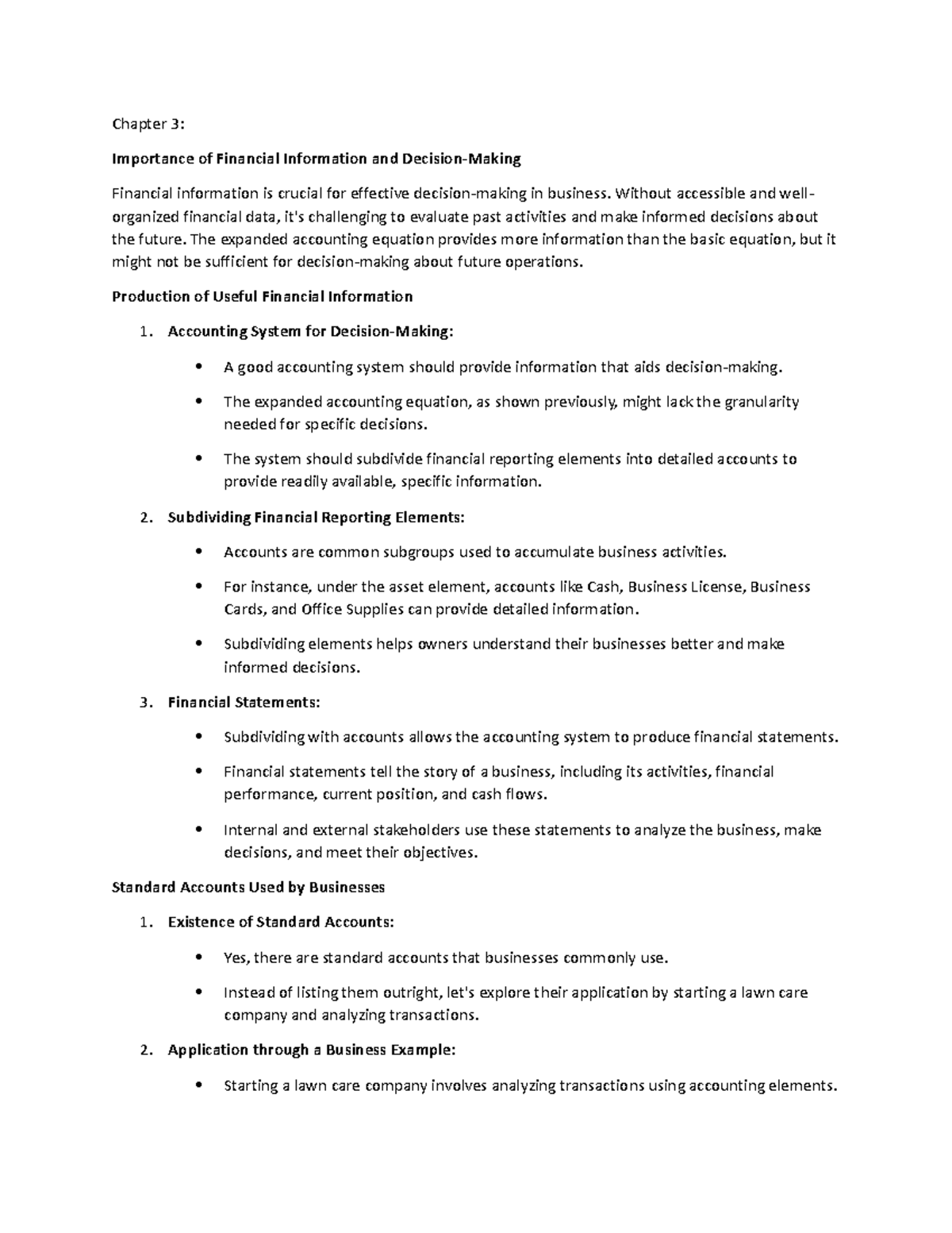 ACC100 - Week 3 - Notes - Chapter 3: Importance of Financial ...