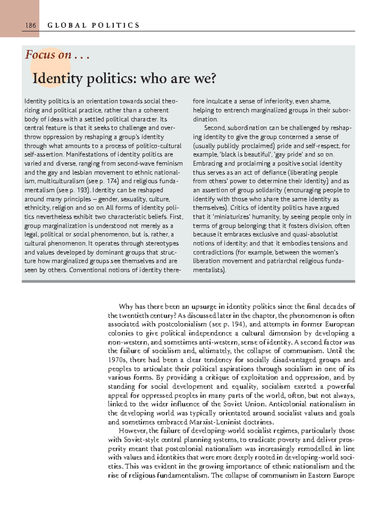 Global Politics-106 - n/a - Why has there been an upsurge in identity ...