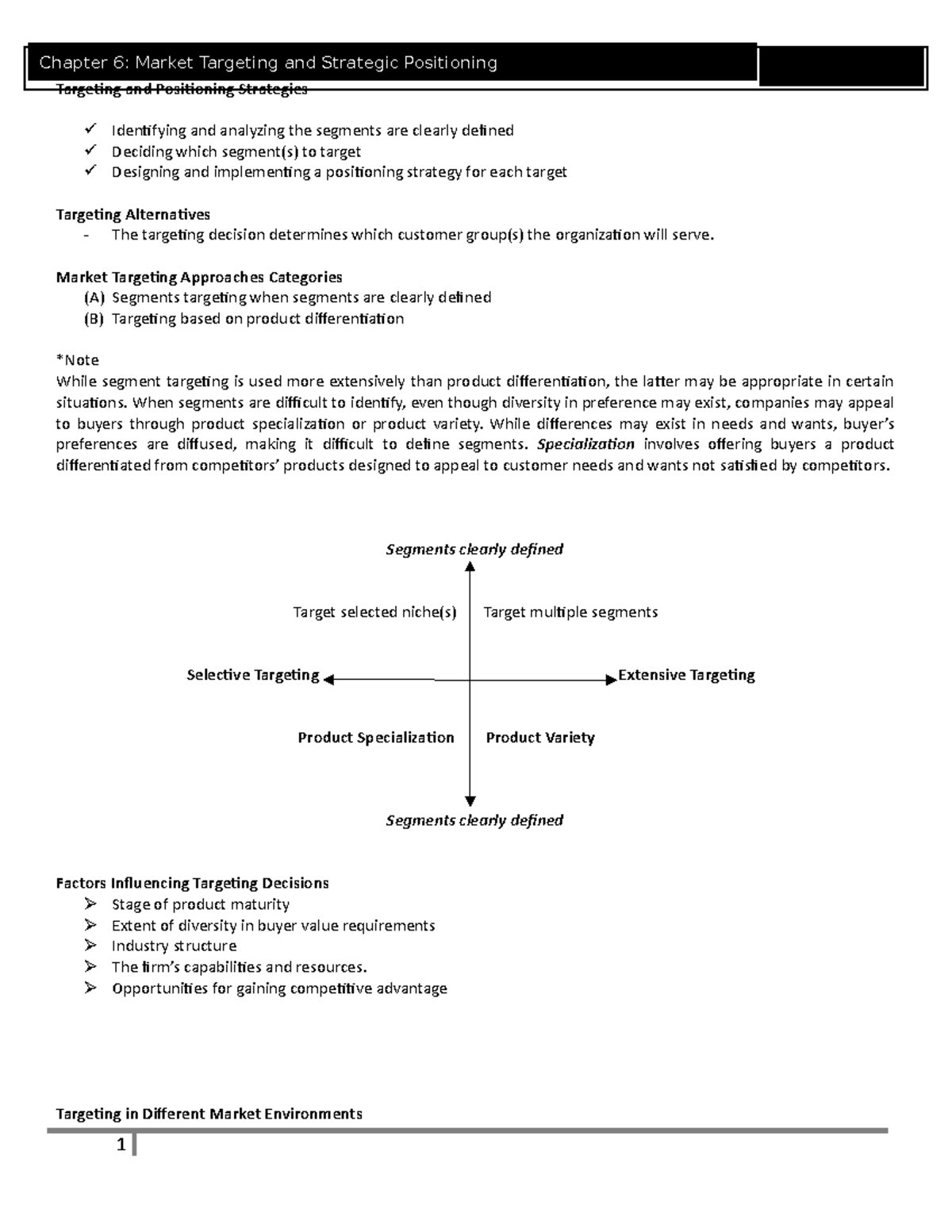 Chapter 6- Targeting and Positioning Strategies - Targeting and Positioning Strategies ...